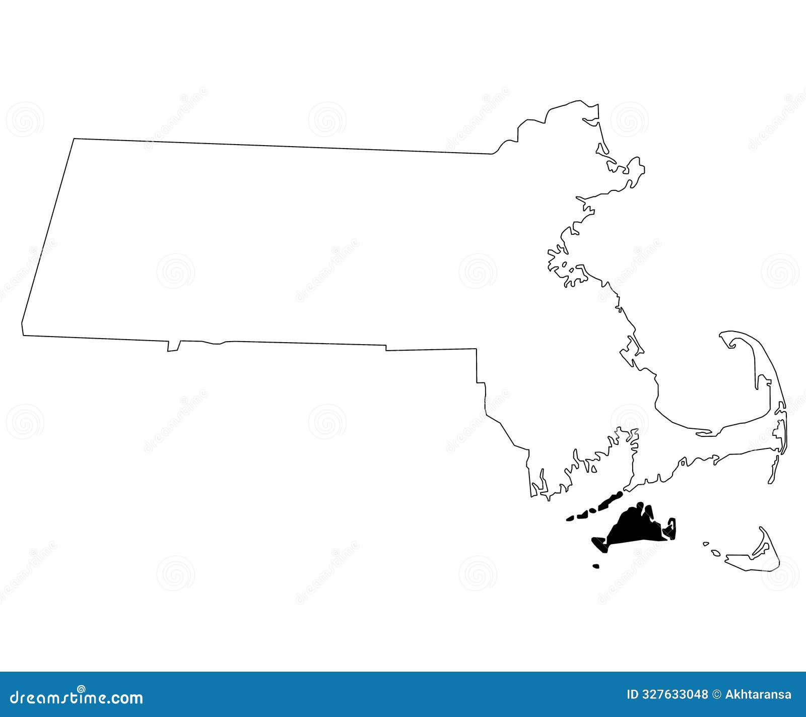 Map of Dukes County in Massachusetts State on White Background. Single ...