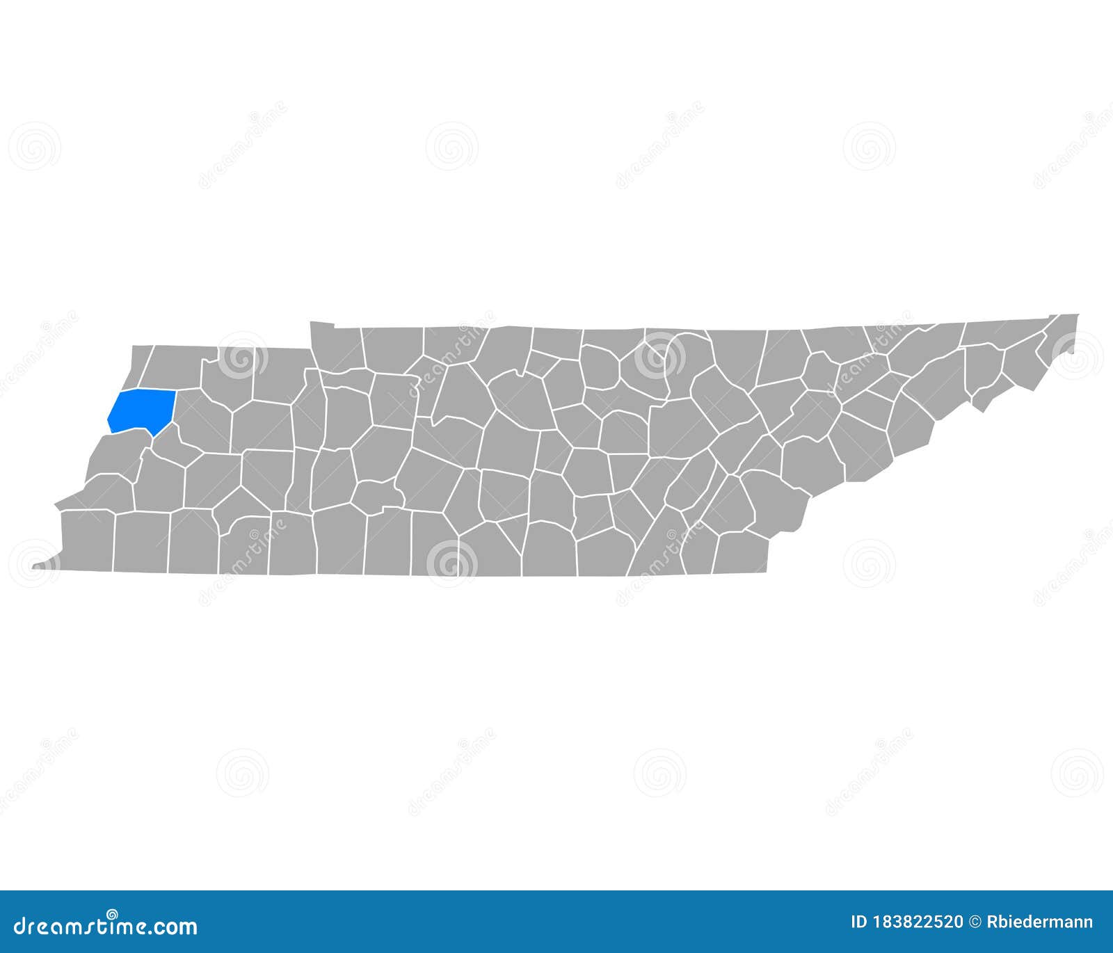 Map Of Dyer County In Tennessee State On White Background. Single ...