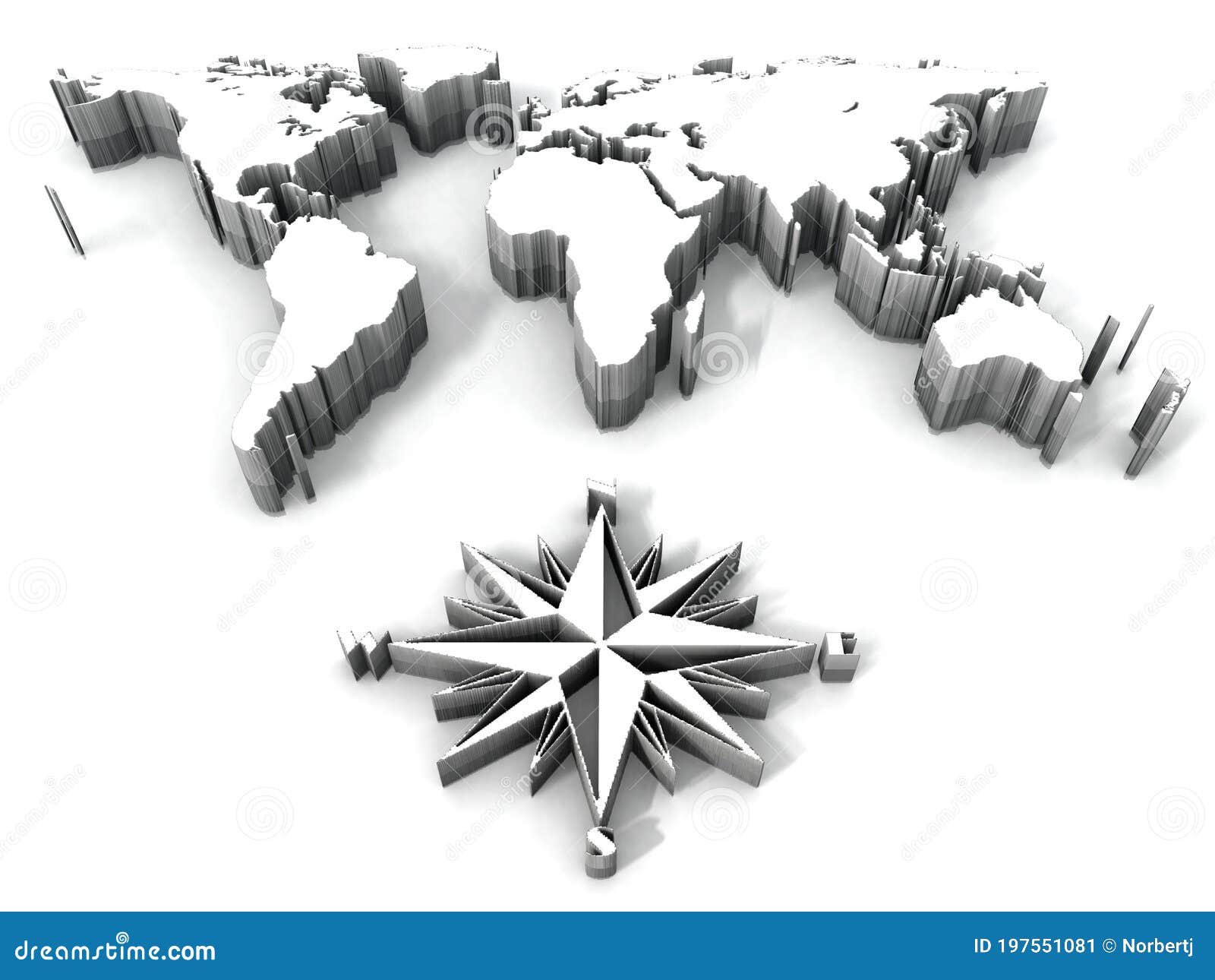 A Map of the Earth and a Compass Rose Stock Image - Image of mirror ...