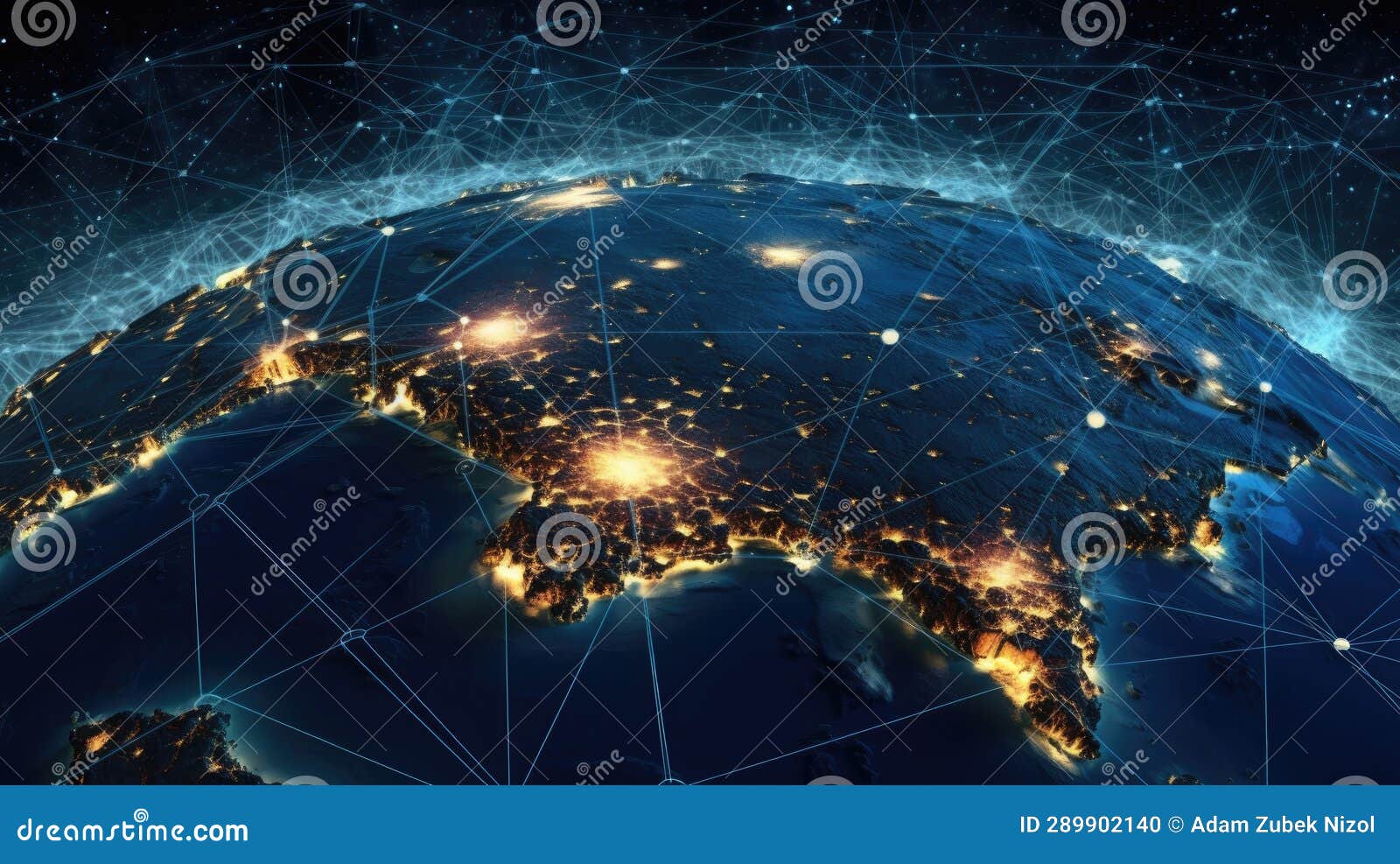 A Map of the Earth with Lights and Lines Around it Stock Illustration ...