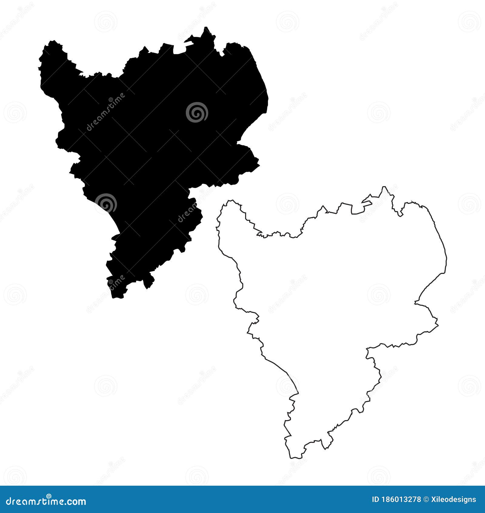 East Midlands England Administrative Map Set - Blank Counties Or ...