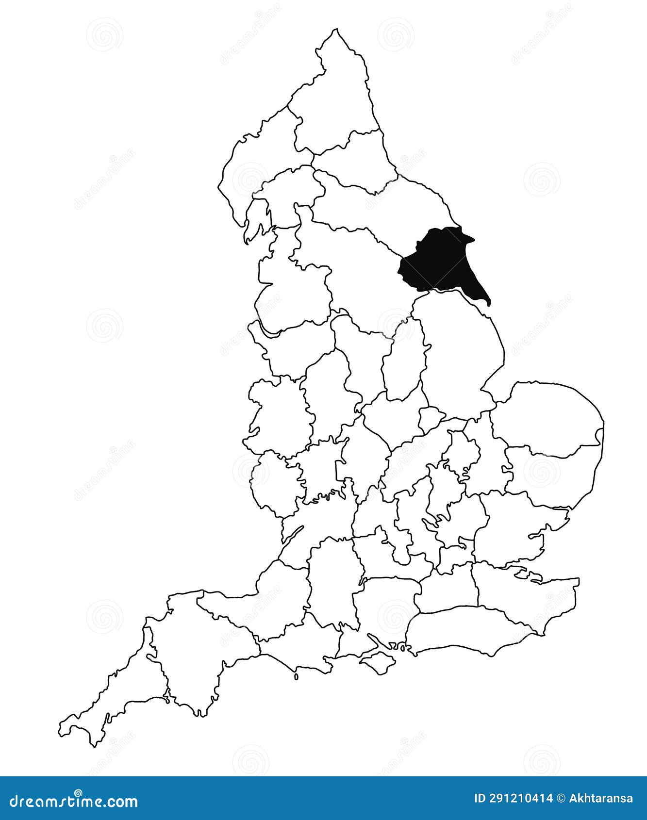 Map of East Riding County in England on White Background. Single County ... Map of East Riding County in England on White Background. Single County ...