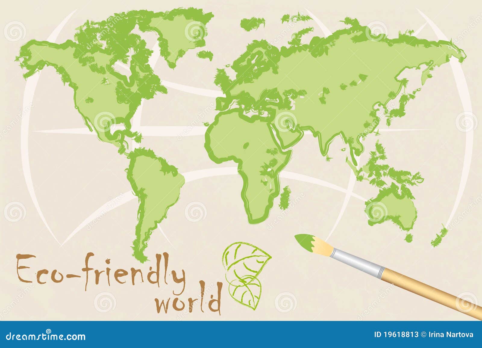 Map of eco-friendly world stock illustration. Illustration of isolated ...