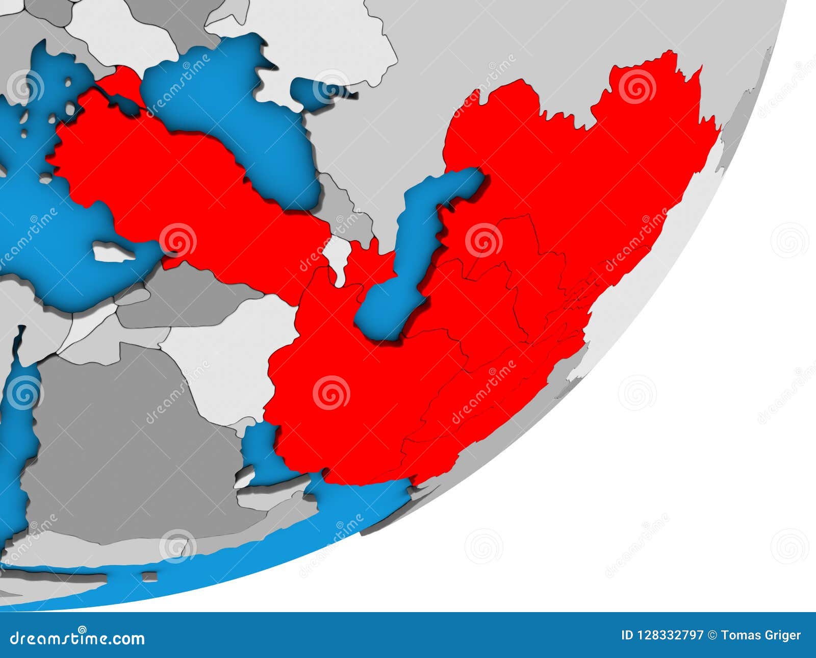 Map of ECO Member States on 3D Globe Stock Illustration - Illustration ...