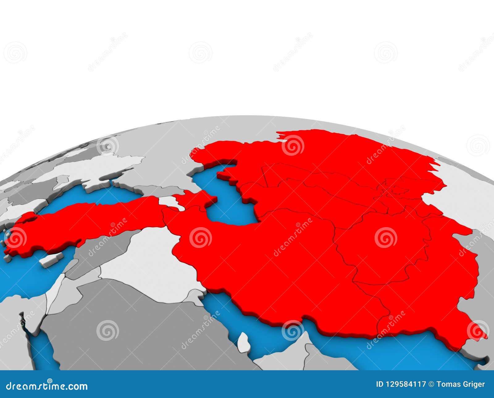 Map of ECO Member States on 3D Globe Stock Illustration - Illustration ...