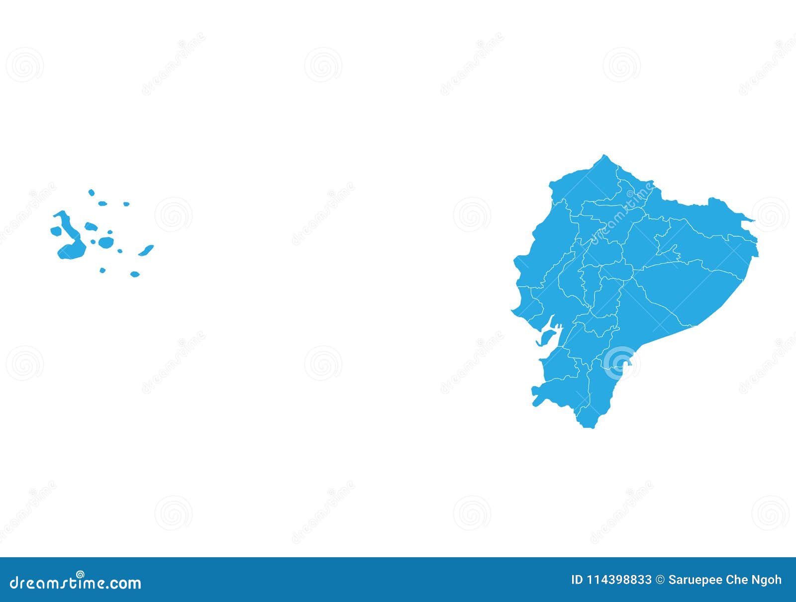 Ecuador Map - High Detailed Blue Map With Counties/regions/states Of ...