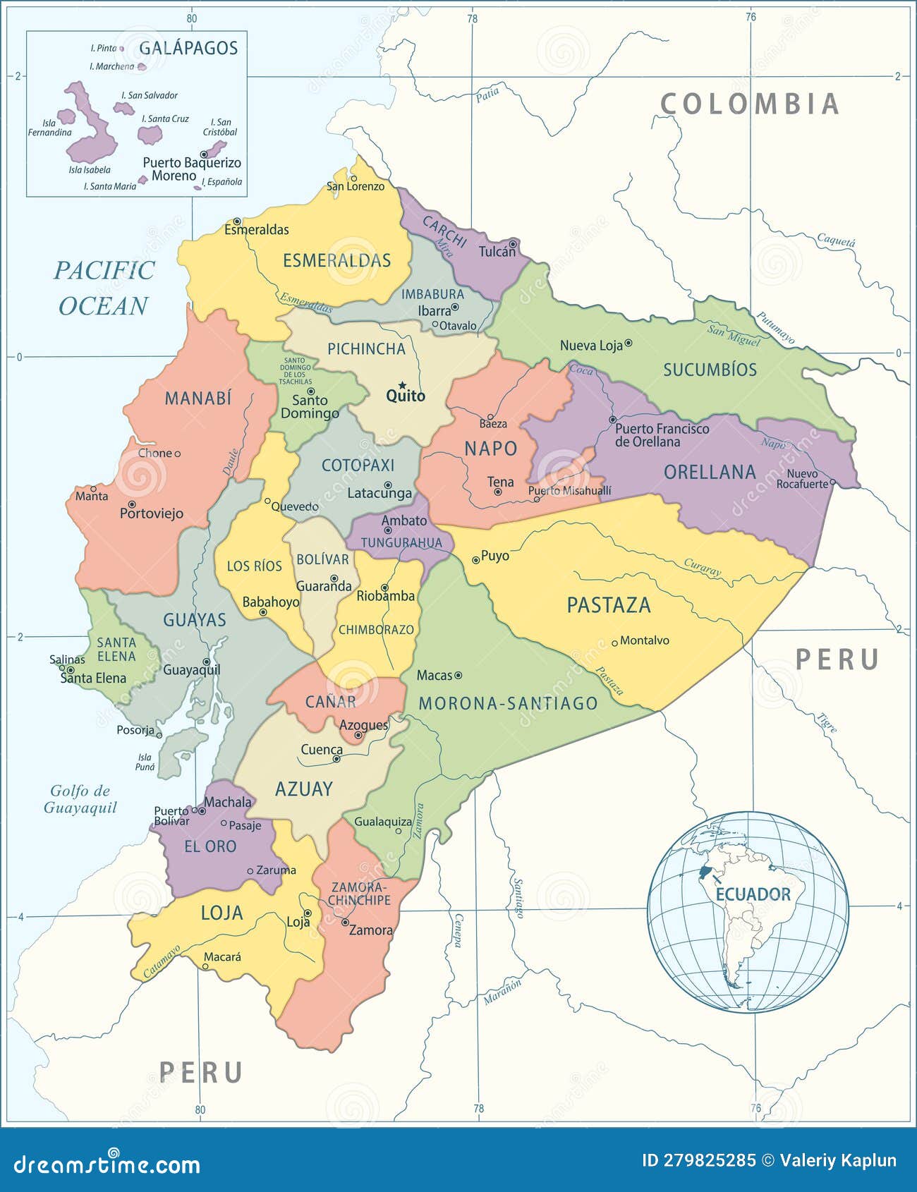Ecuador Map - Highly Detailed Vector Illustration Stock Vector ...