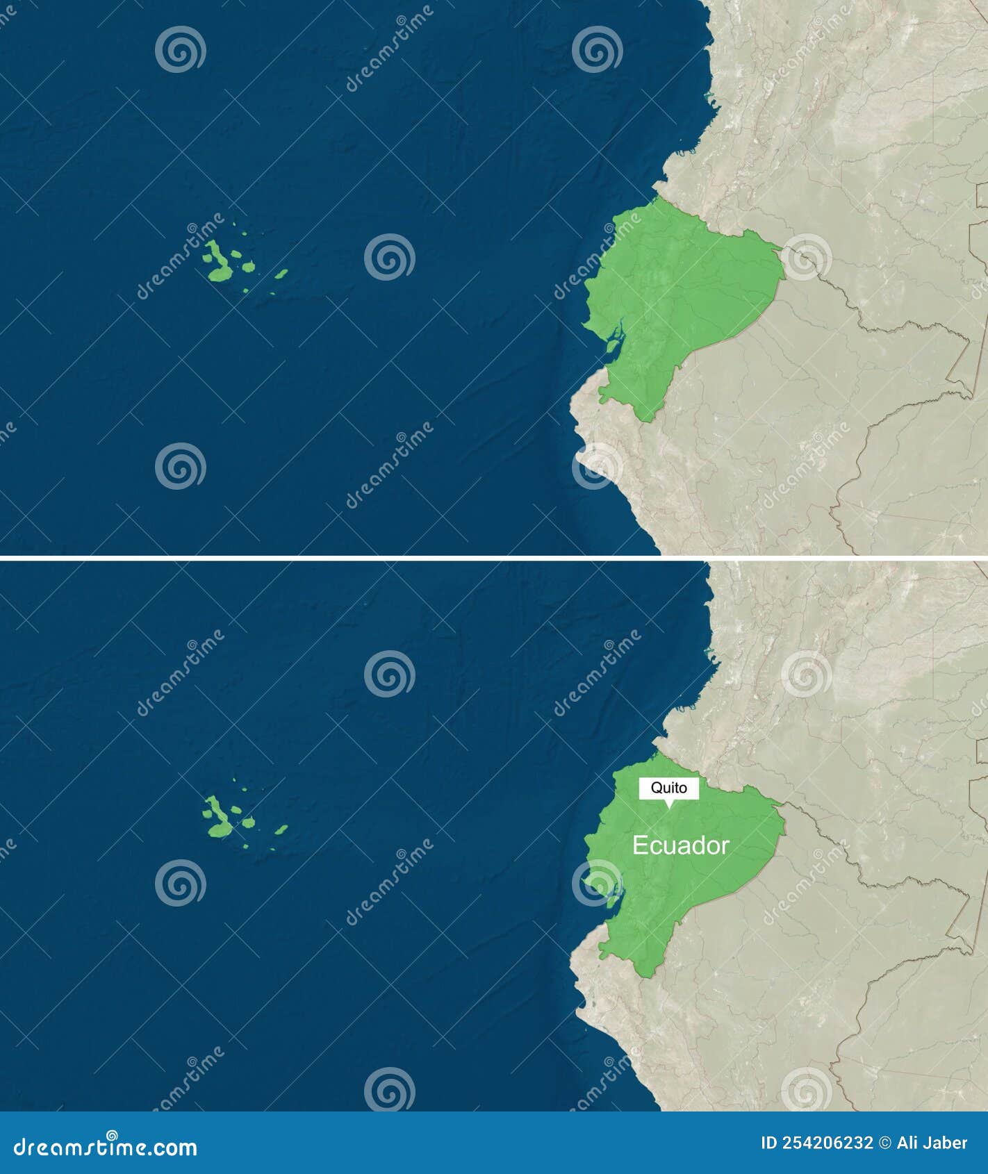The Map Of Ecuador With Text, Textless Stock Photography ...