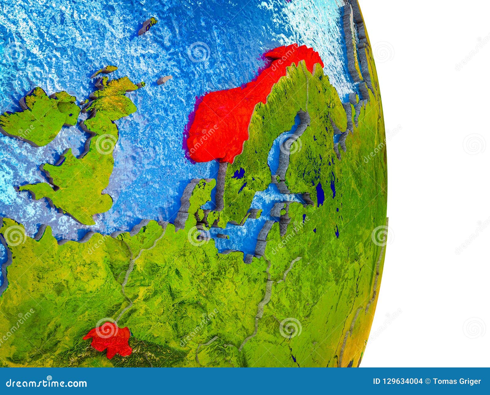 Map of EFTA Countries on 3D Earth Stock Illustration - Illustration of ...