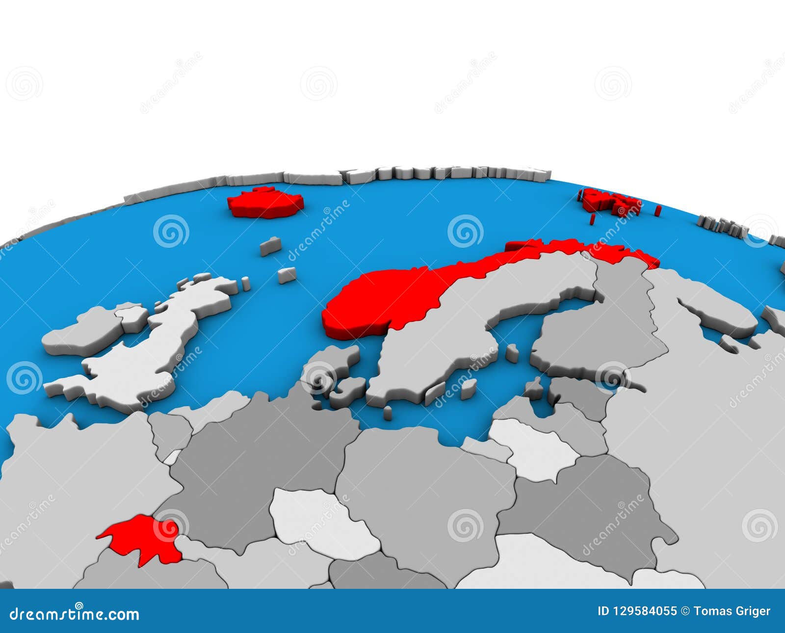 Map of EFTA Countries on 3D Globe Stock Illustration - Illustration of ...