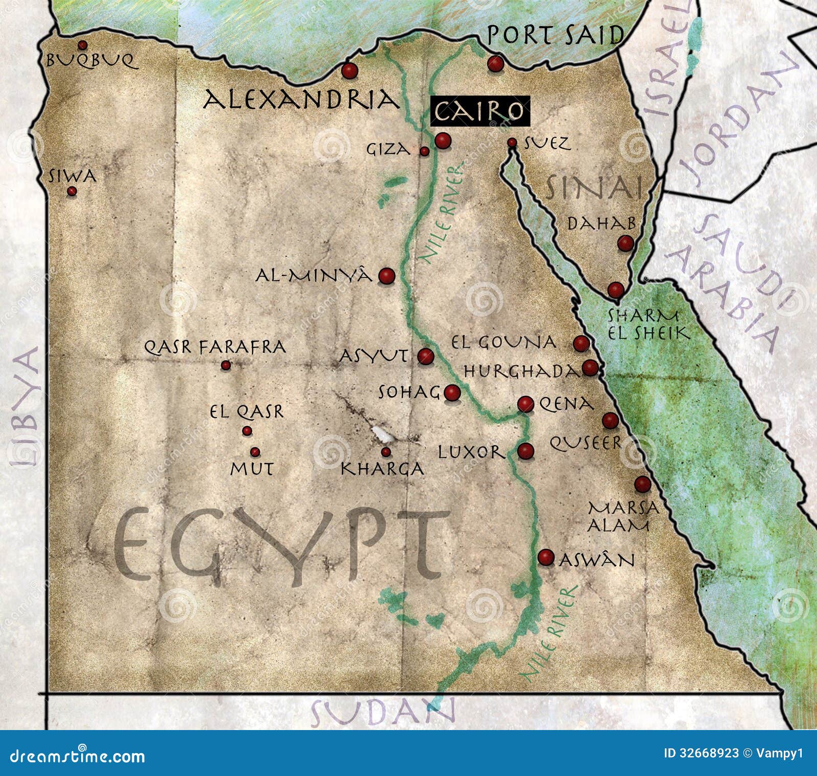 Map of Egypt stock illustration. Illustration of alarm - 32668923