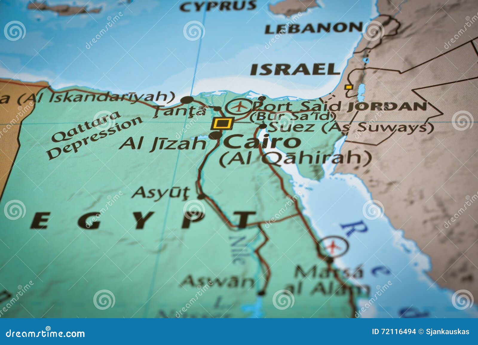 Map of Egypt Cairo airport stock photo. Image of macro - 72116494