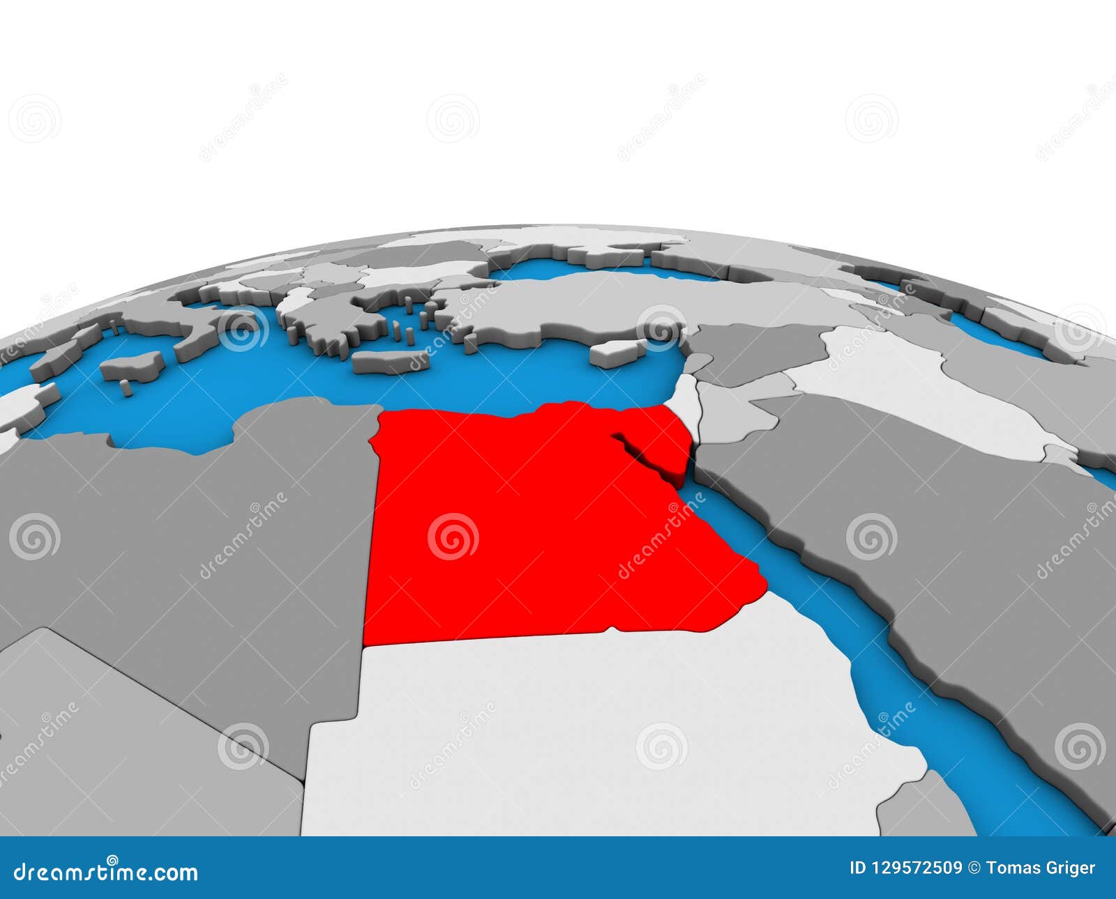 Map of Egypt on 3D globe stock illustration. Illustration of country ...