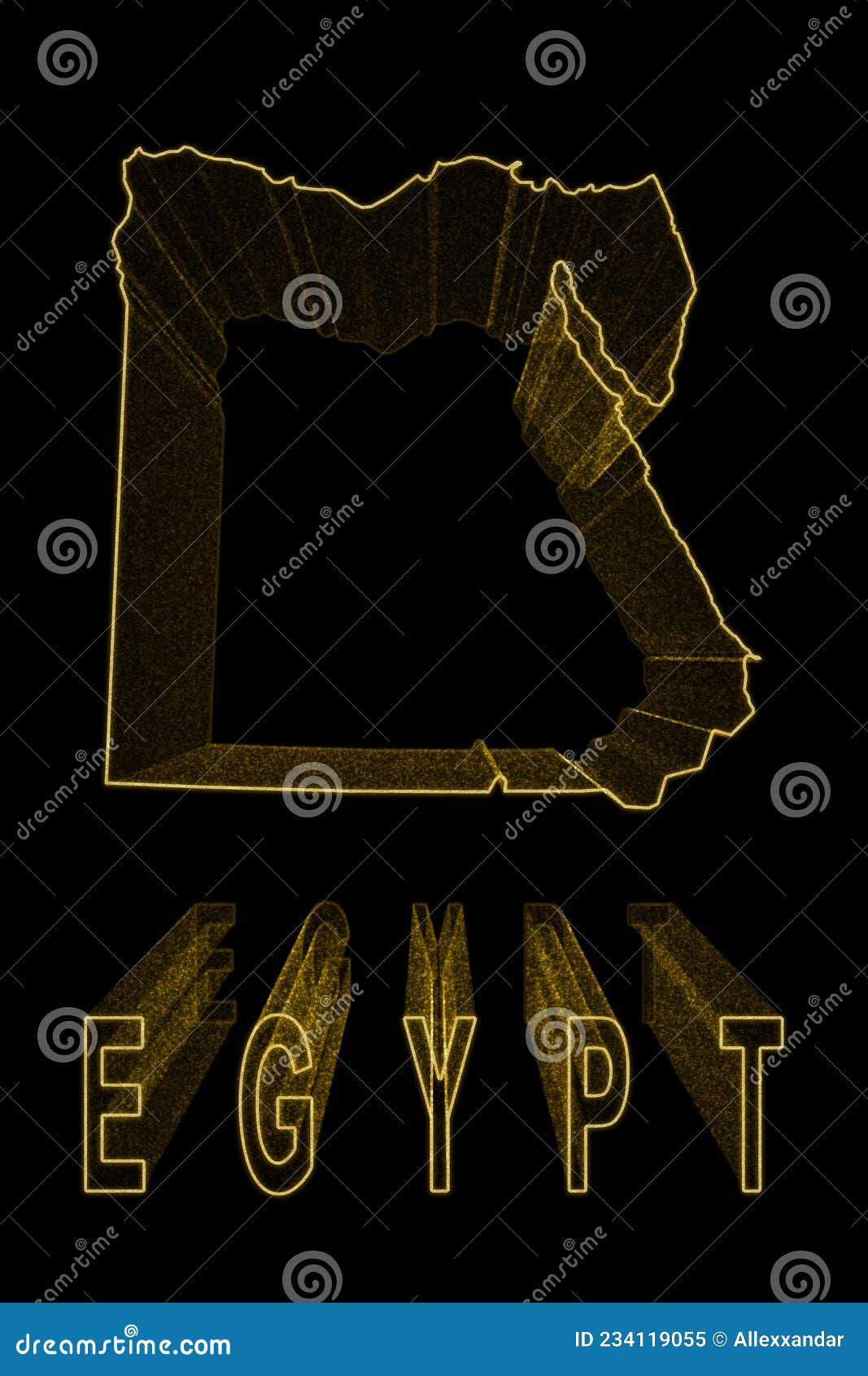 Map of Egypt, Gold Map on Black Background Stock Illustration ...