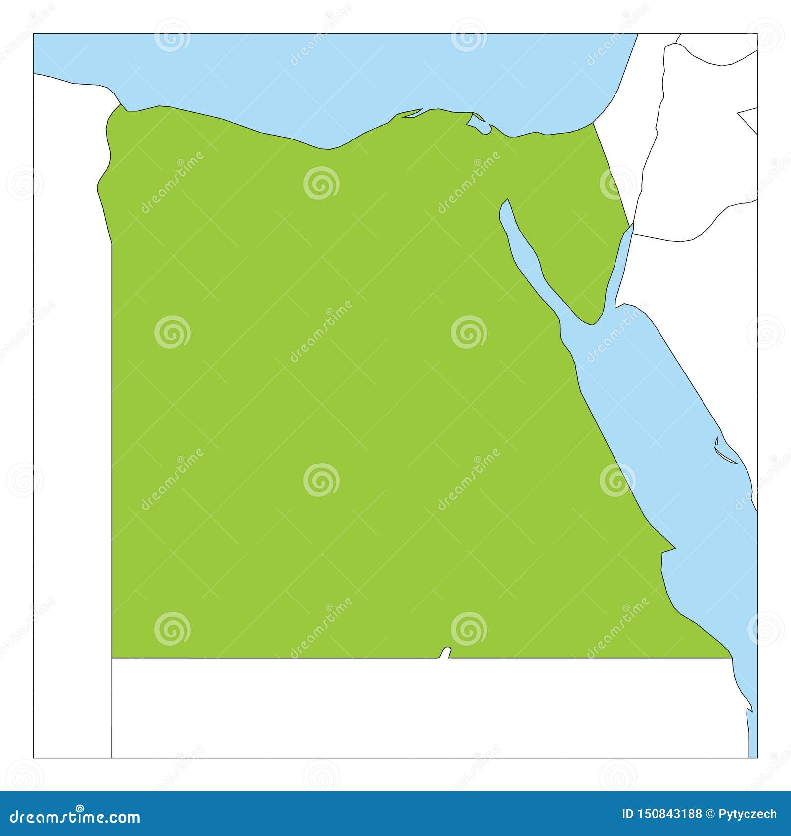 Map of Egypt Green Highlighted with Neighbor Countries Stock Vector ...