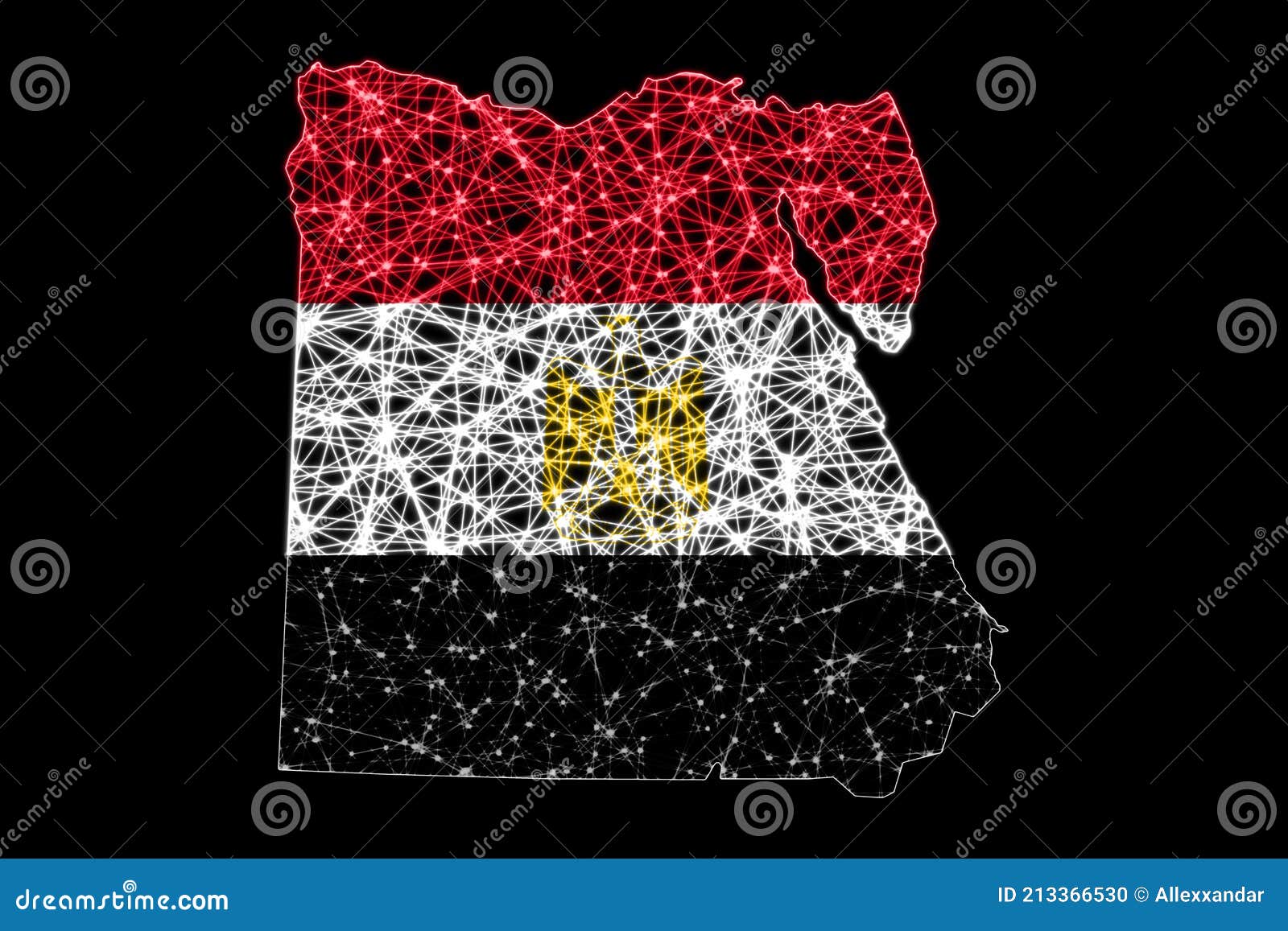 Map of Egypt, Polygonal Mesh Line Map Stock Illustration - Illustration ...