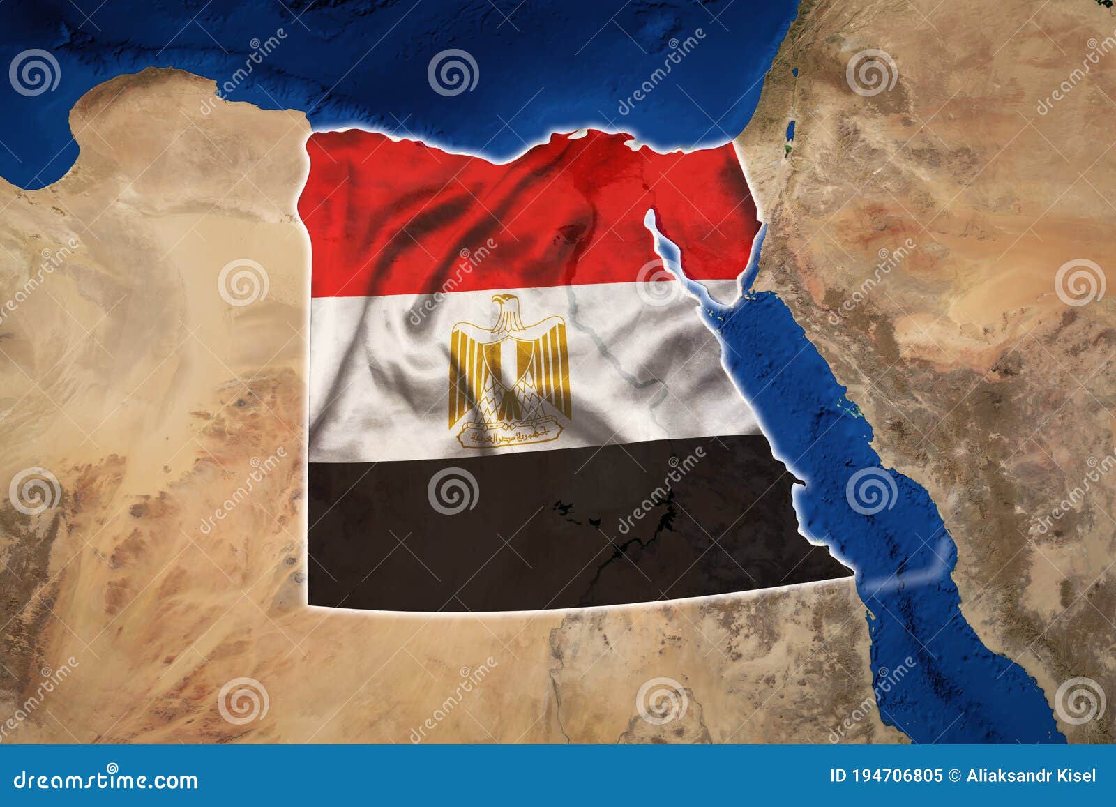 Map of Egypt, View from Space with Embedded National Flag. Image ...