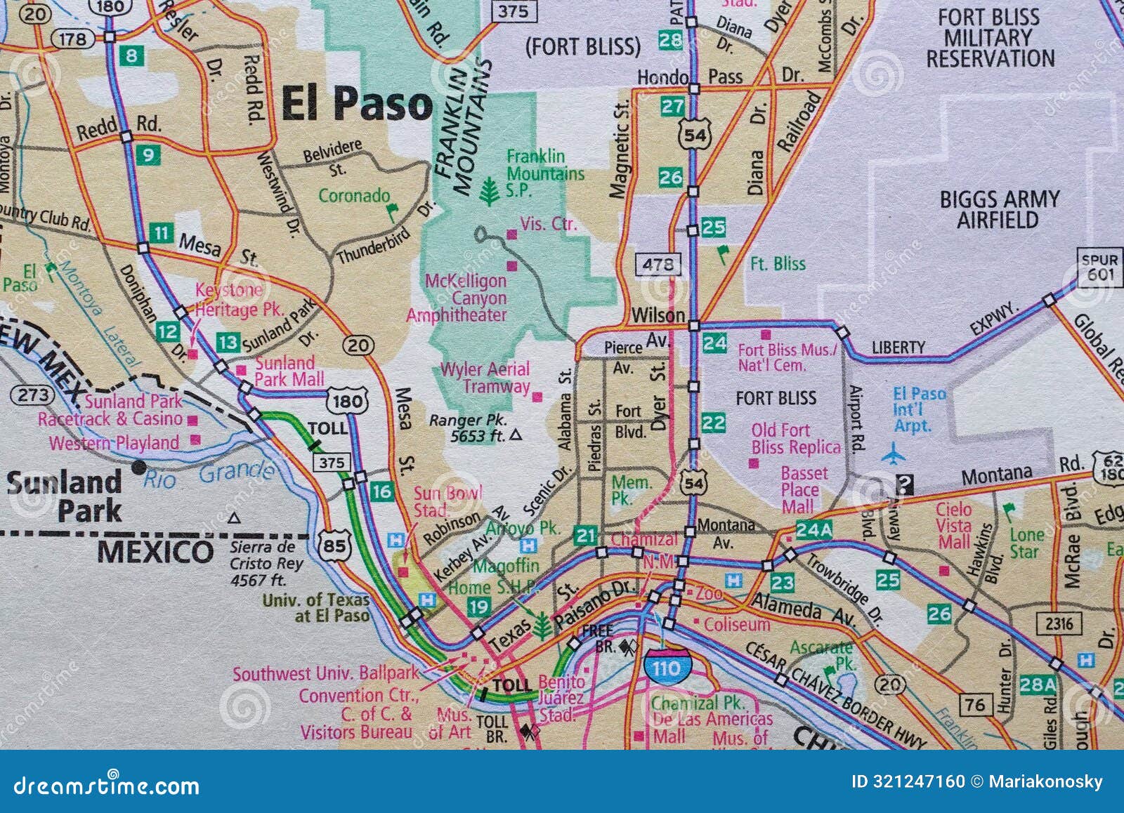 Map of El Paso editorial image. Image of texas, city - 321247160
