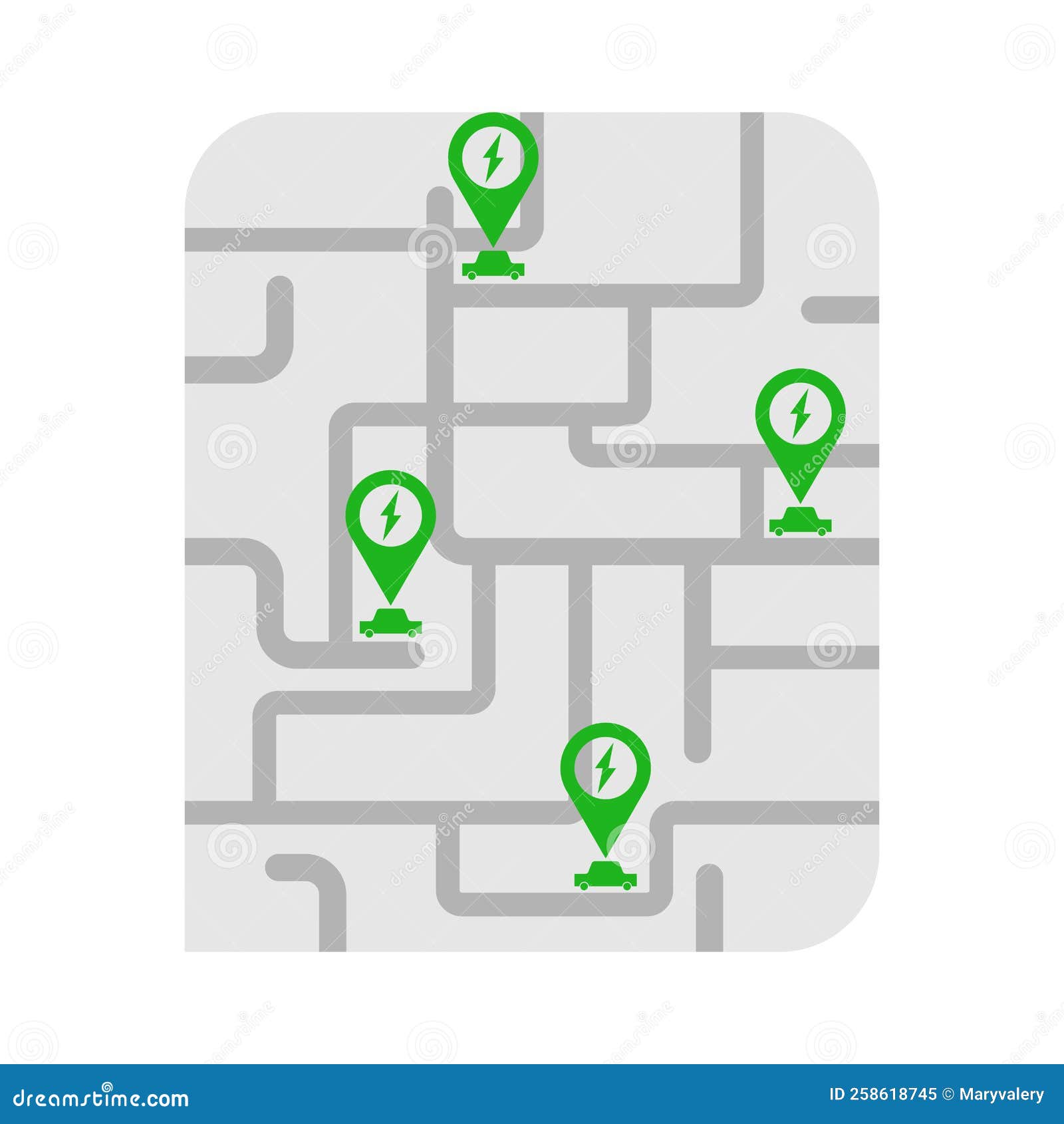 Map with Electric Filling Stations. Vector Illustration Stock Vector ...