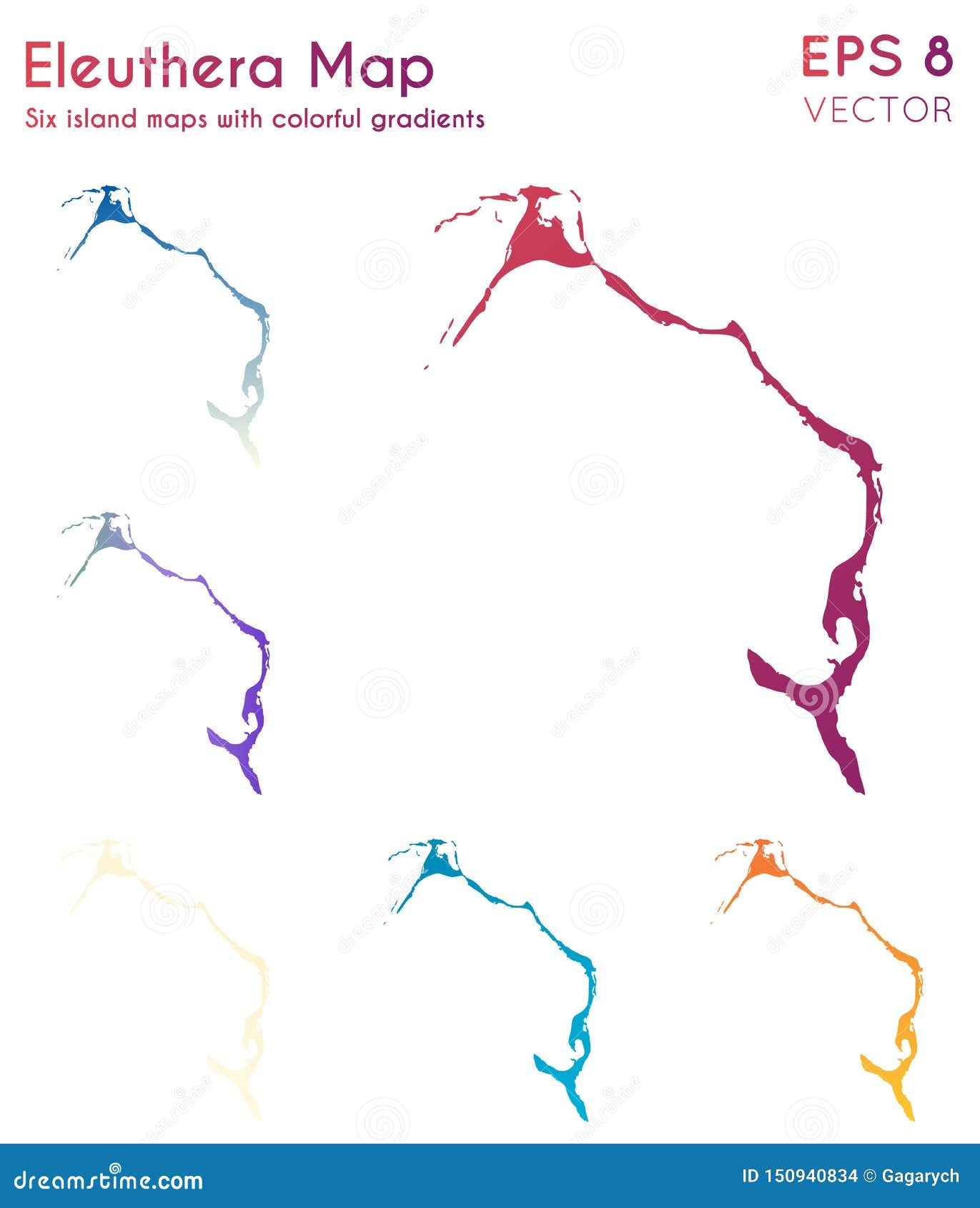 Map of Eleuthera with Beautiful Gradients. Stock Vector - Illustration ...