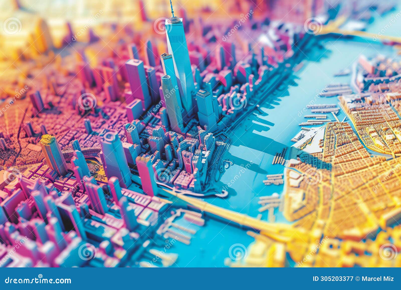 Map of Elevation of a City Urban Area with Roads and Junctions for GIS ...