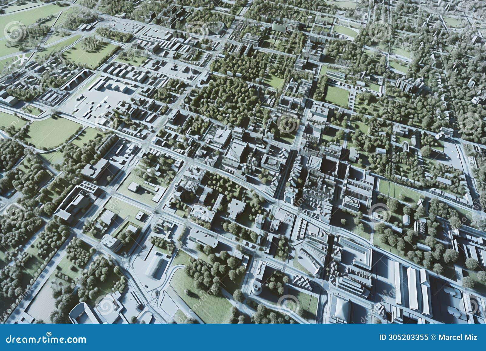 Map of Elevation of a City Urban Area with Roads and Junctions for GIS ...