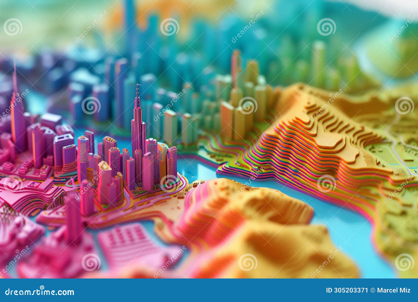 Map of Elevation of a City Urban Area with Roads and Junctions for GIS ...