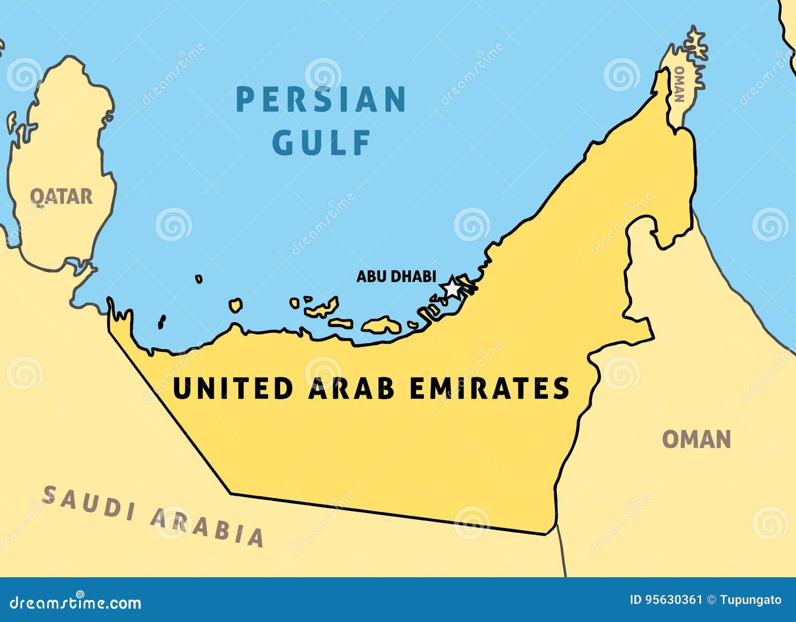 Map of Emirates stock vector. Illustration of elements - 95630361