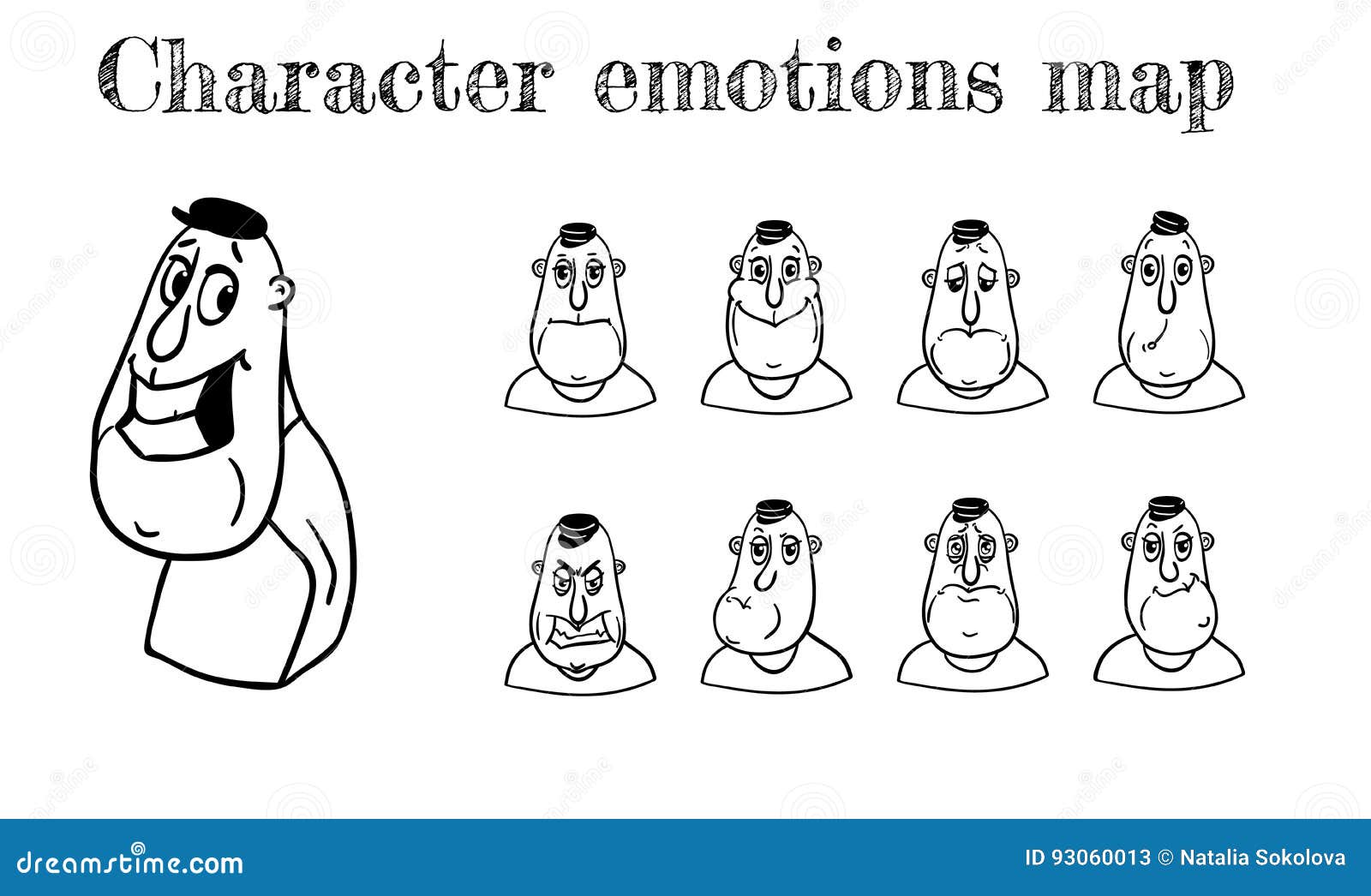 Map of emotions. stock vector. Illustration of character - 93060013