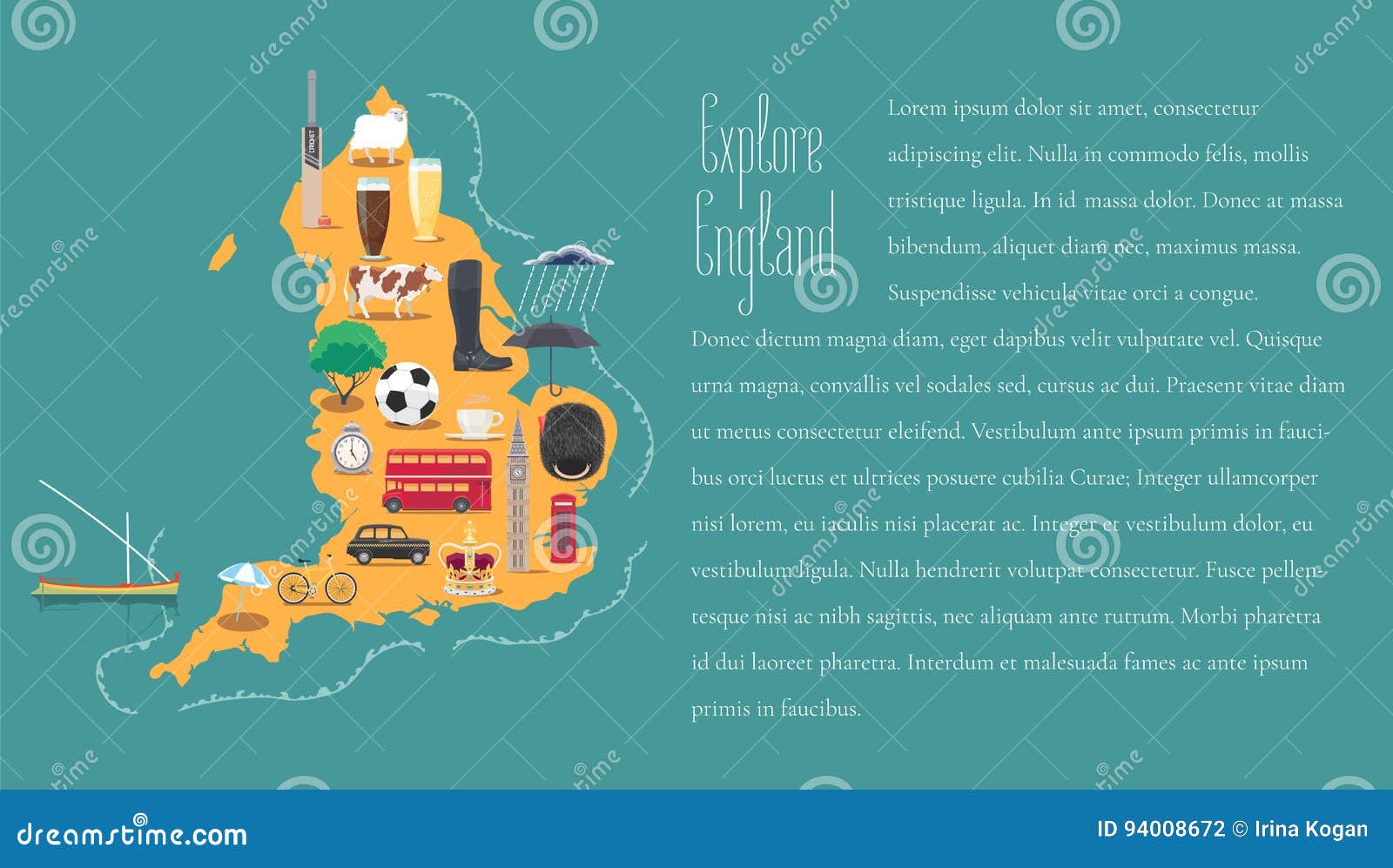 Map of England, Britain in Article Template Vector Illustration, Design ...