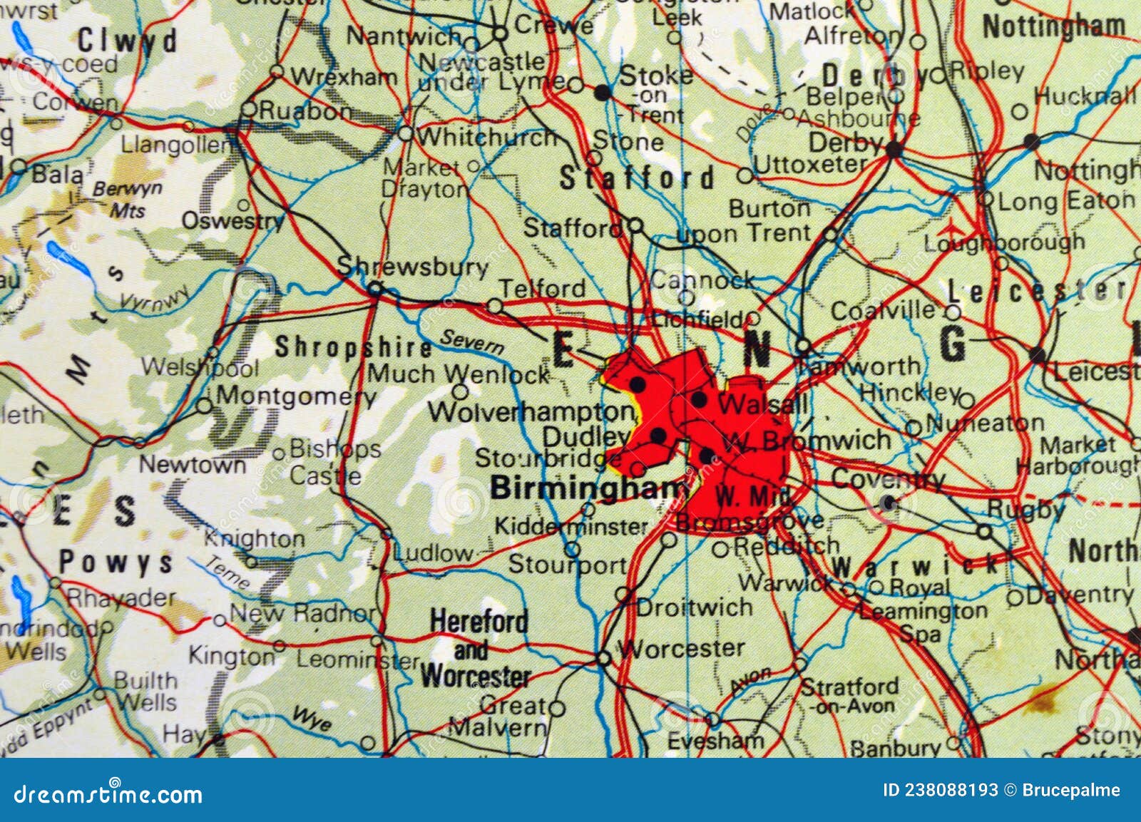 A Map of England Featuring Birmingham Editorial Stock Photo - Image of ...