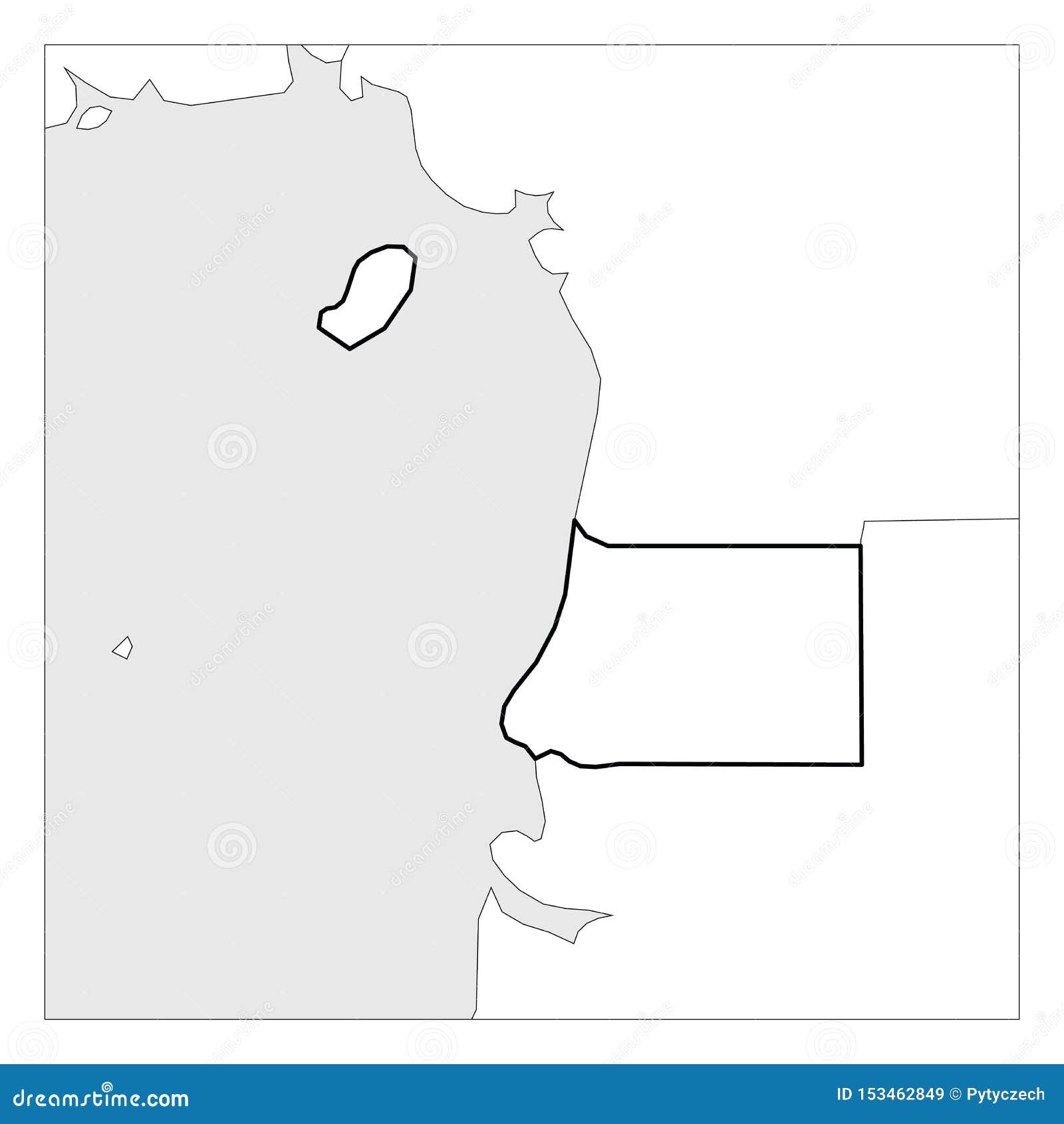 Map of Equatorial Guinea Black Thick Outline Highlighted with Neighbor ...