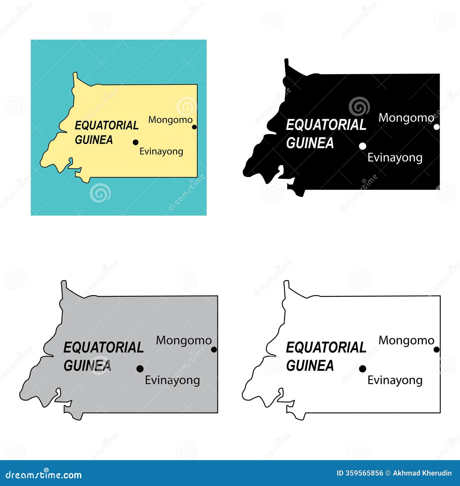 Map of Equatorial Guinea stock illustration. Illustration of state ...