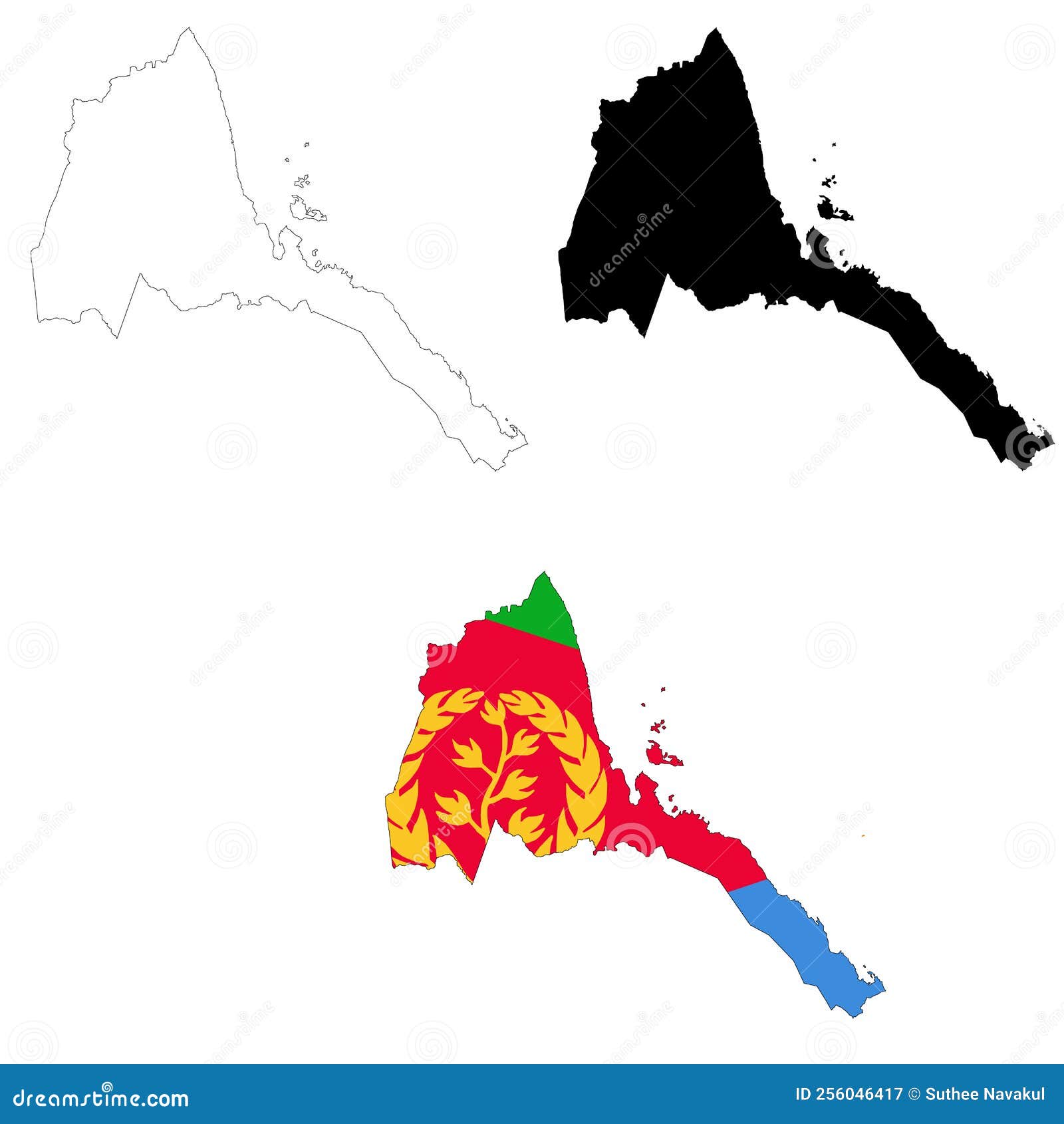 Map Of Eritrea With Flag. Flag Of Eritrea Maps Territory. Outline Map Eritrea. Flat Style ...