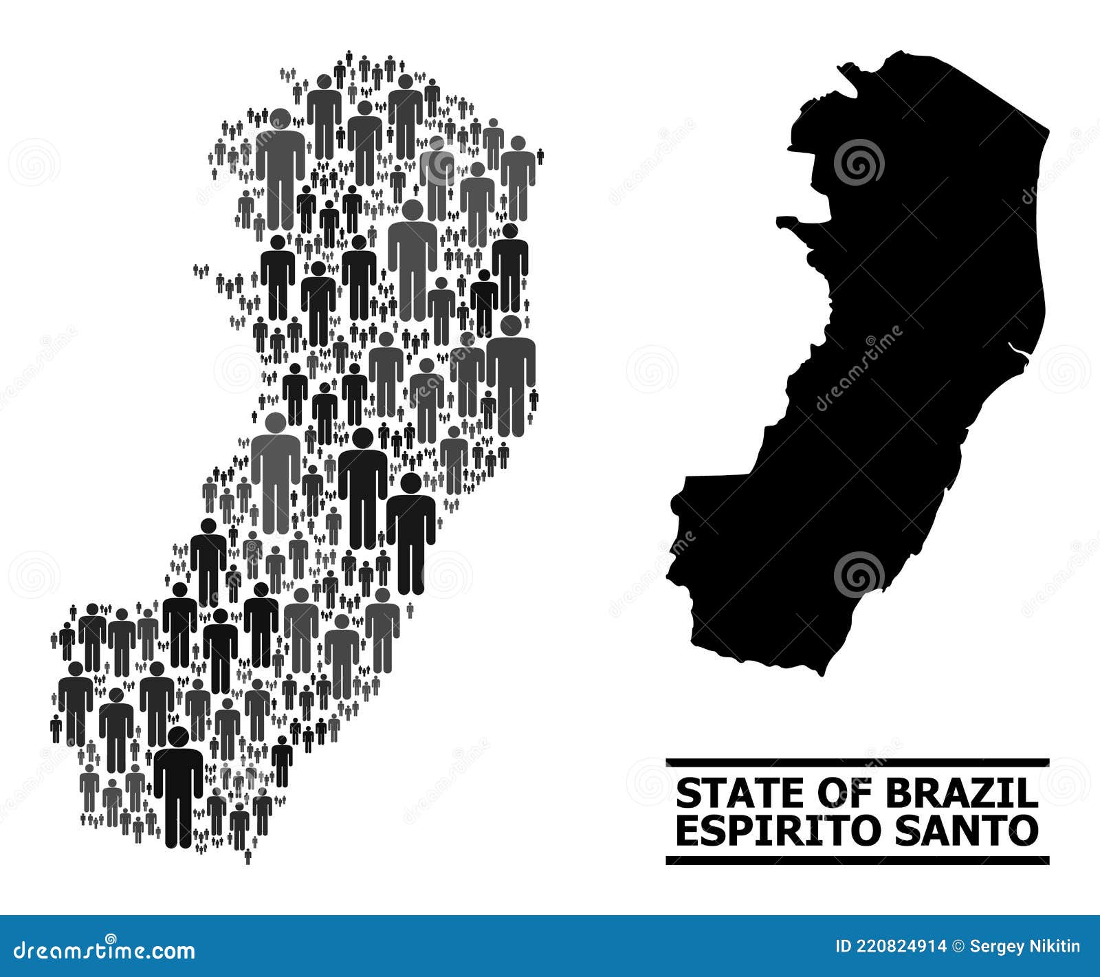 Vector Men Mosaic Map of Espirito Santo State and Solid Map Stock ...