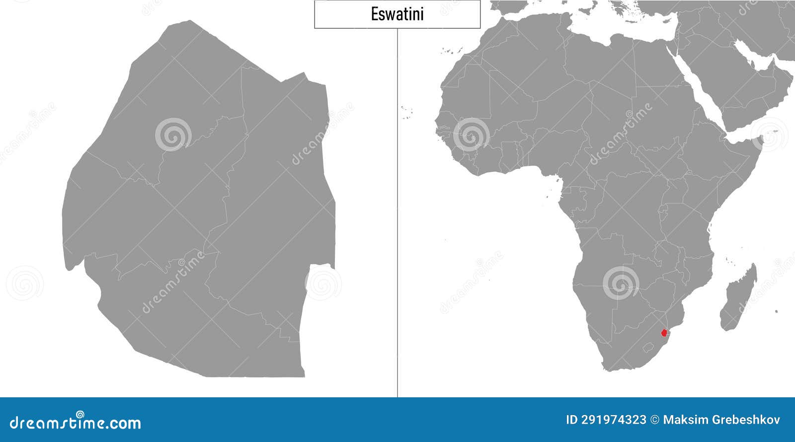 Map of Eswatini and Location on Africa Map Stock Vector - Illustration ...