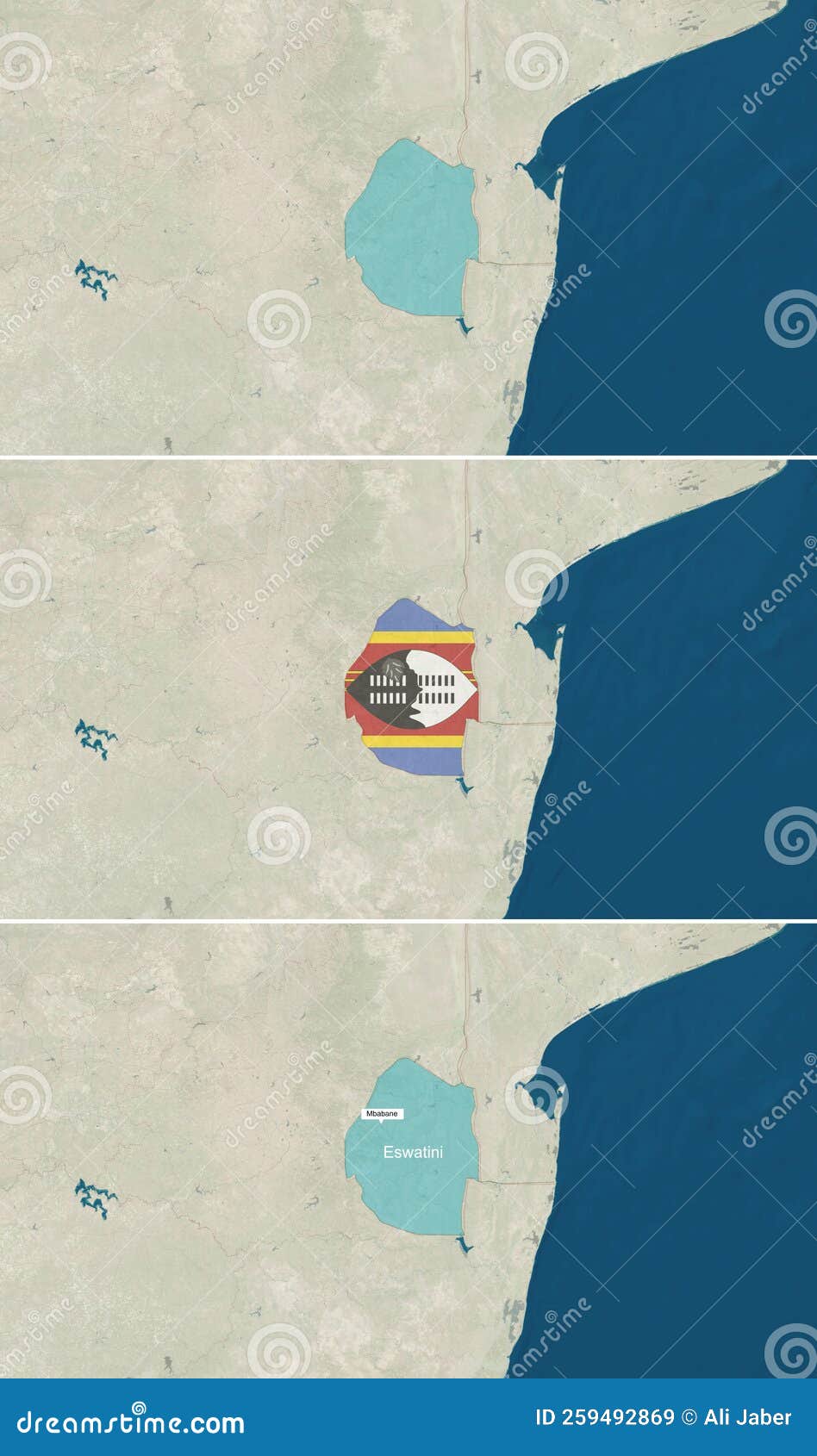 The Map Of Eswatini With Text Textless And With Flag Stock