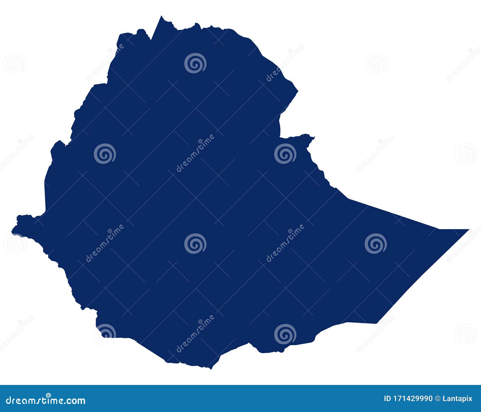 Ethiopia Blue Low Poly Map With Capital Addis Ababa Cartoon Vector ...