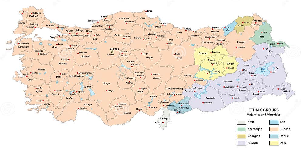 Map of Ethnic Groups in the Republic of Turkey Stock Vector ...