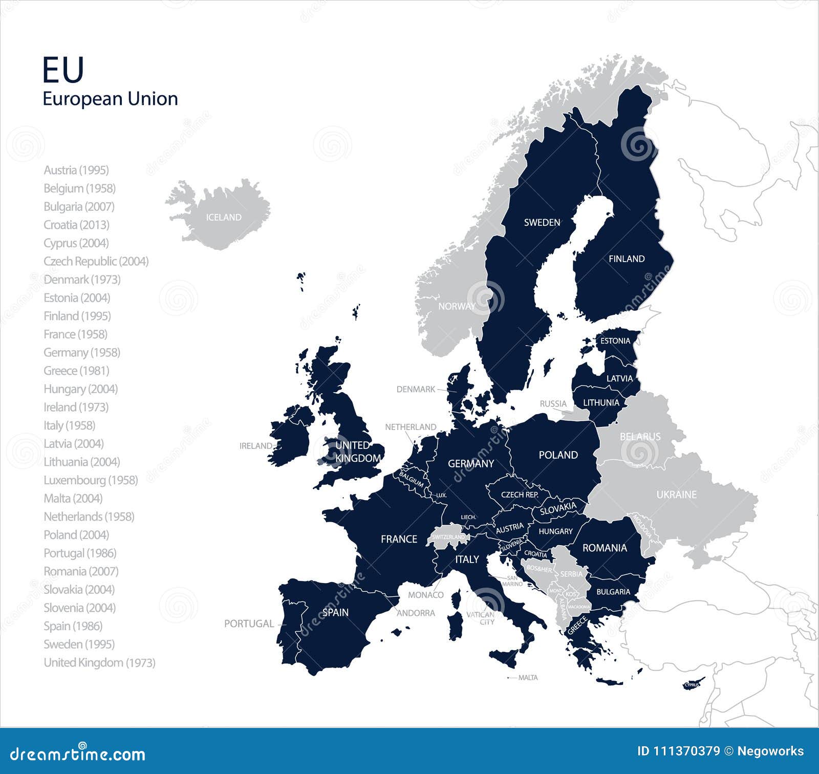 Map of EU, European Union stock vector. Illustration of denmark - 111370379