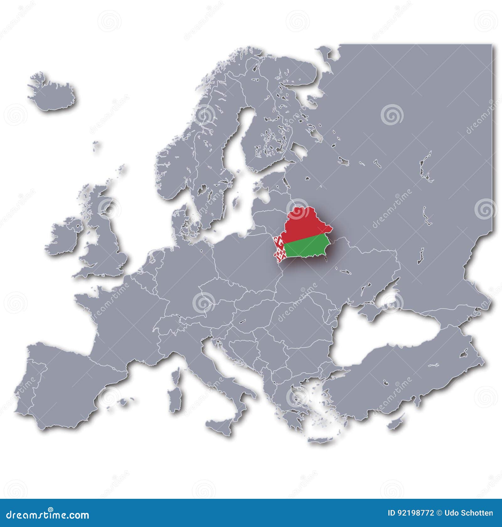 Map of Europe with Belarus stock illustration. Illustration of cards ...