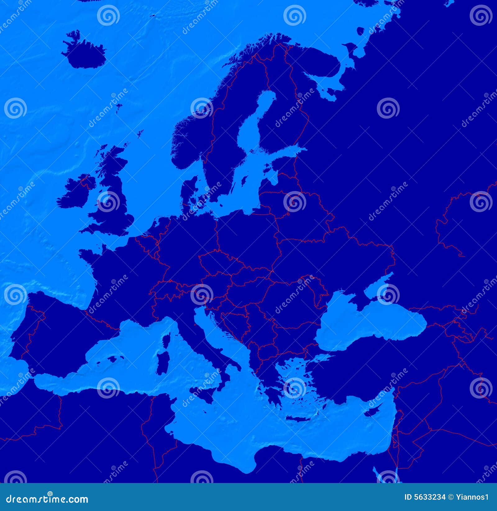 Map of Europe with Borderlines Stock Illustration - Illustration of ...
