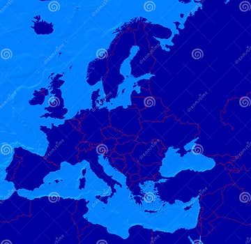 Map of Europe with Borderlines Stock Illustration - Illustration of ...