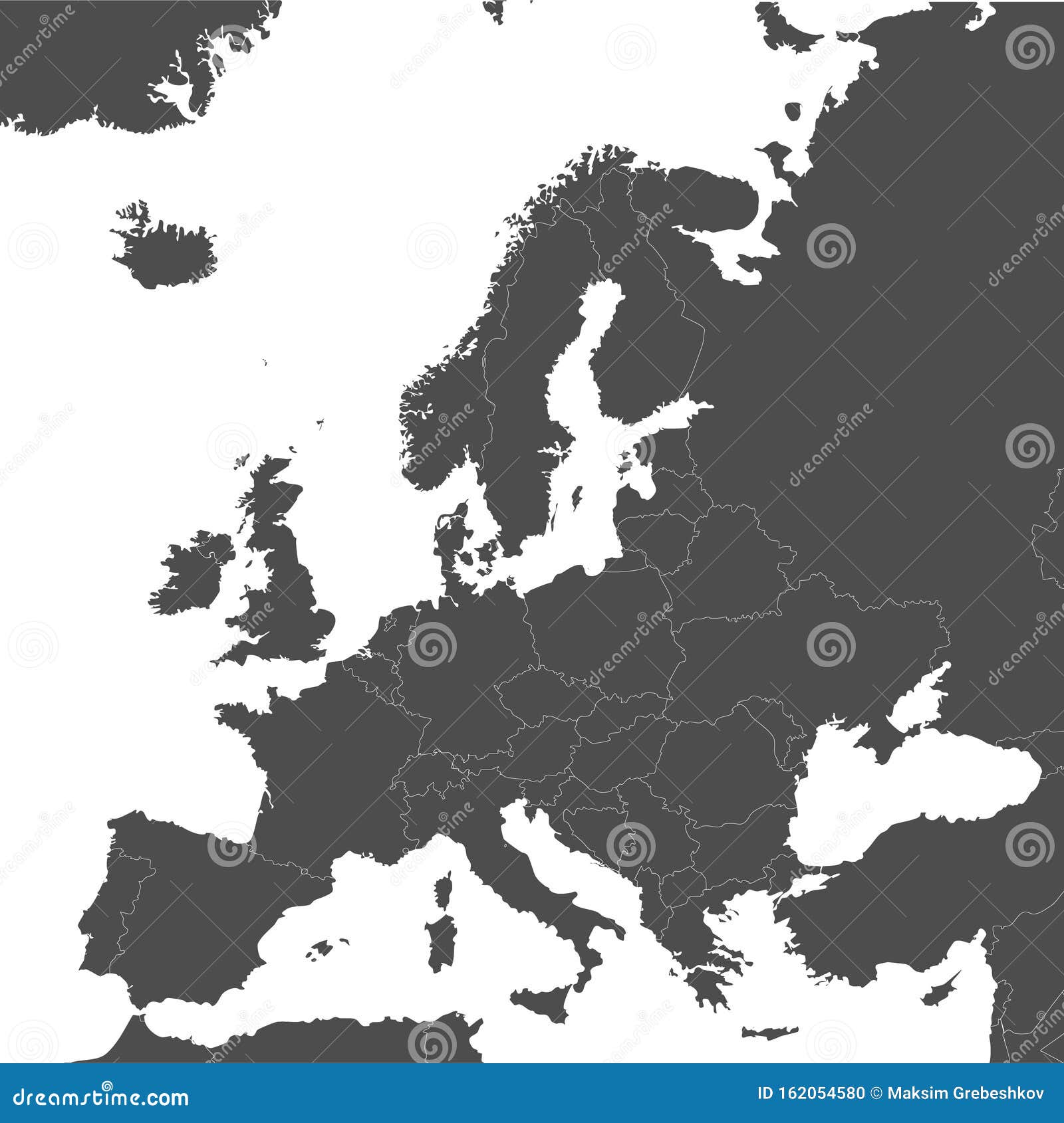Map of Europe with borders stock illustration. Illustration of state ...