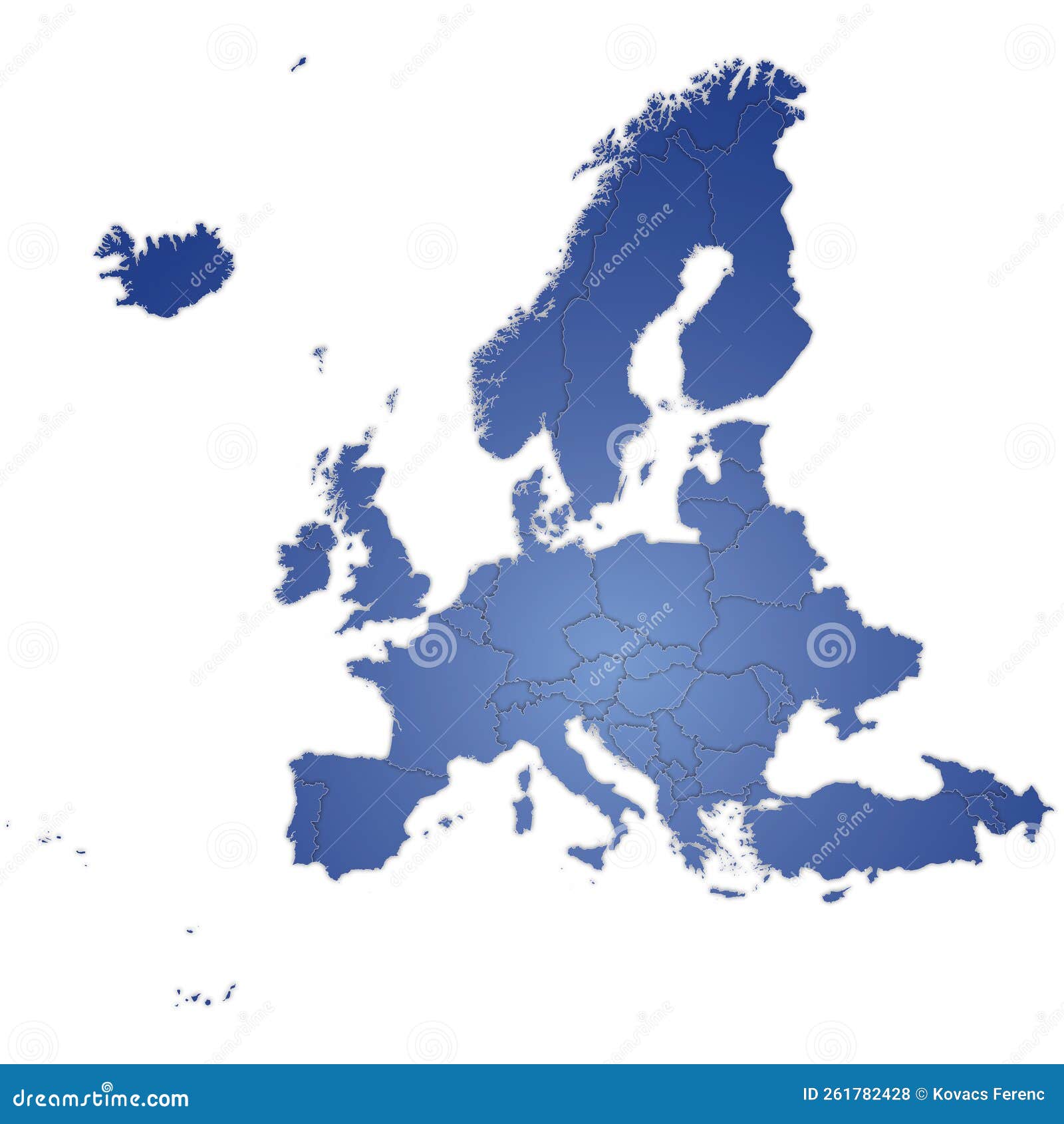 Map of Europe with Borders of Countries Stock Vector - Illustration of ...