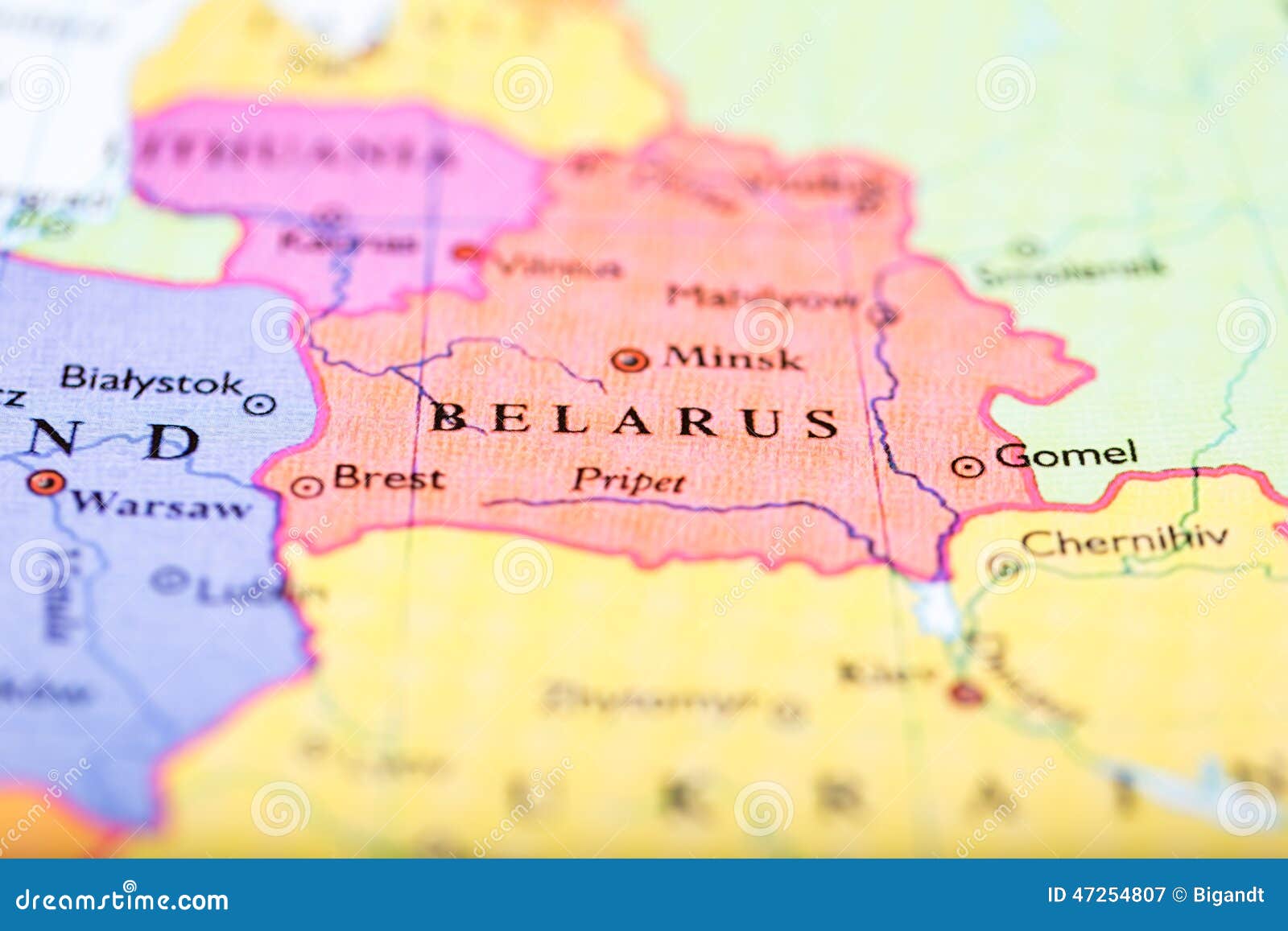 Map of Europe Centered on Belarus Stock Image - Image of eastern ...