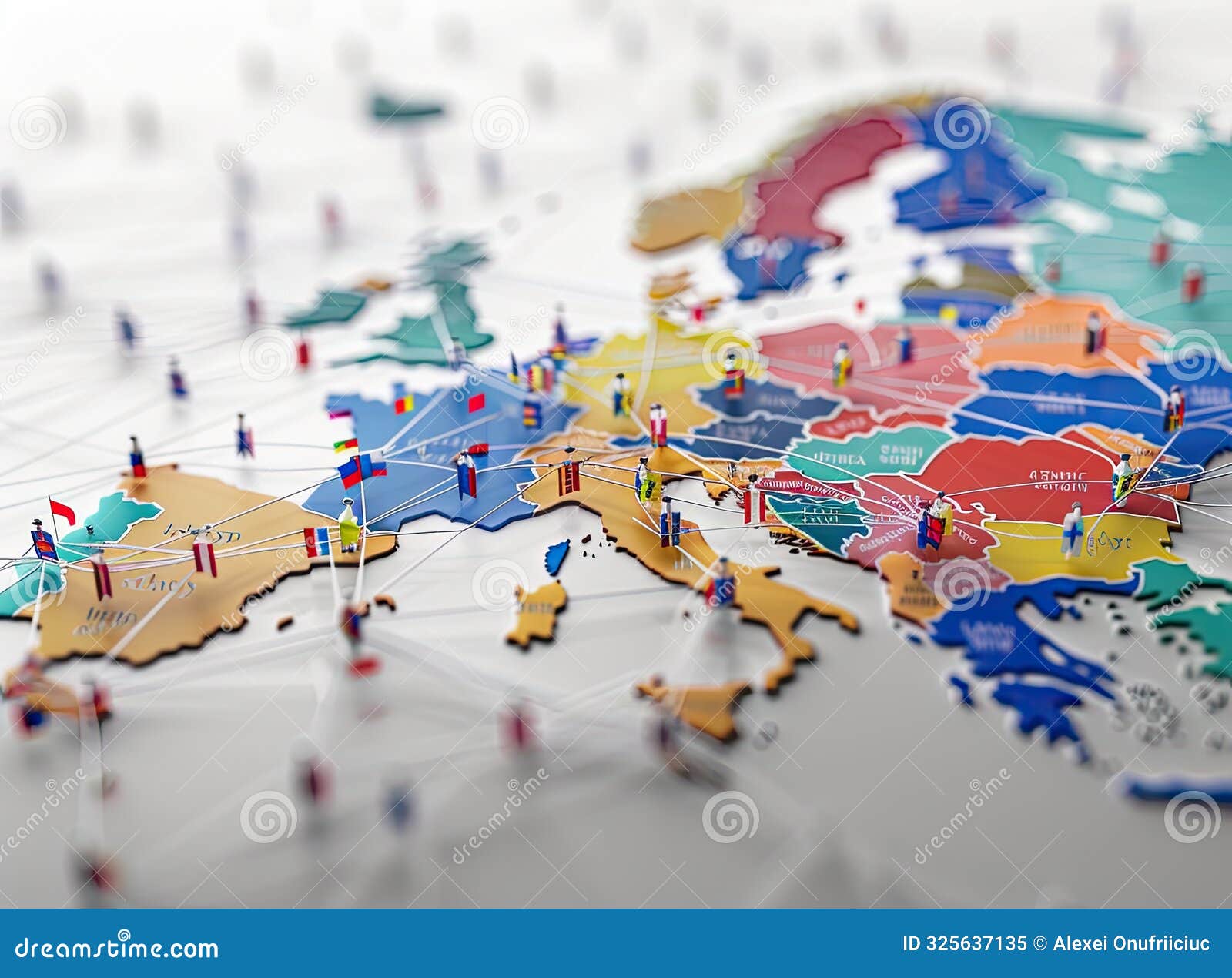 An Illustration Showing European Flags Overlaying a Map Stock ...