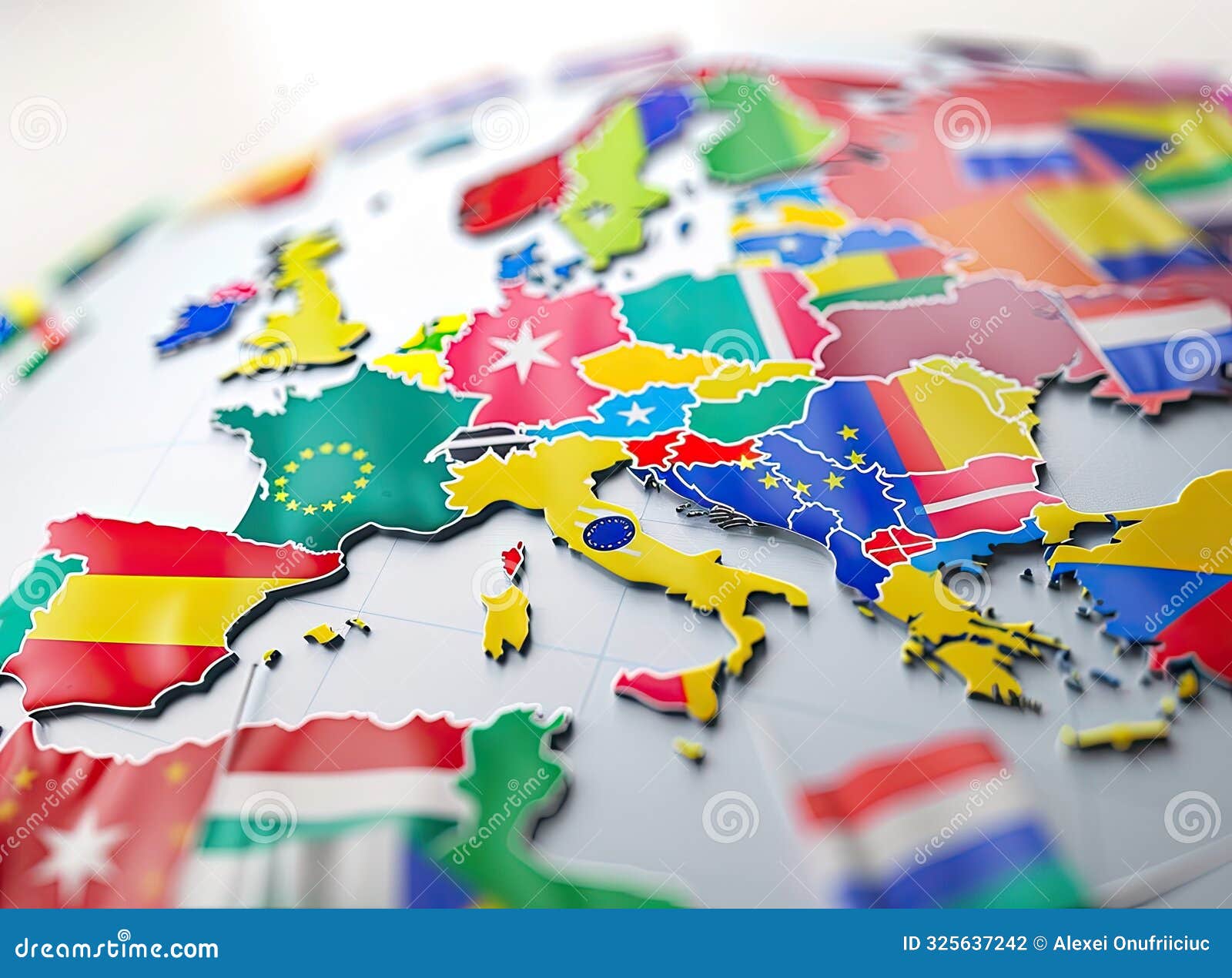 An Illustration Showing European Flags Overlaying a Map Stock ...