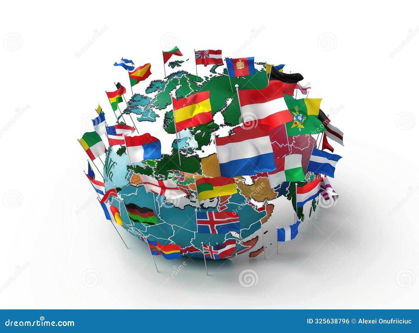 An Illustration Showing European Flags Overlaying a Map Stock ...