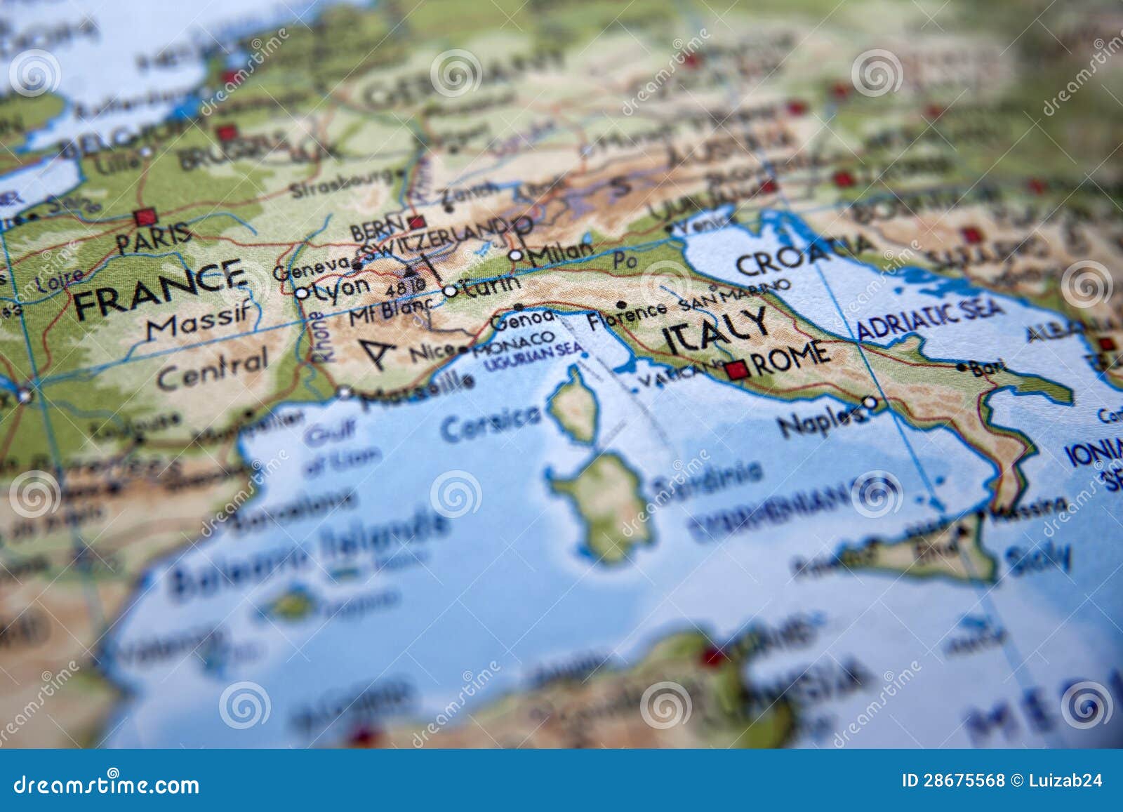 Map of Europe with Focus on Italy Stock Photo - Image of target, goal ...